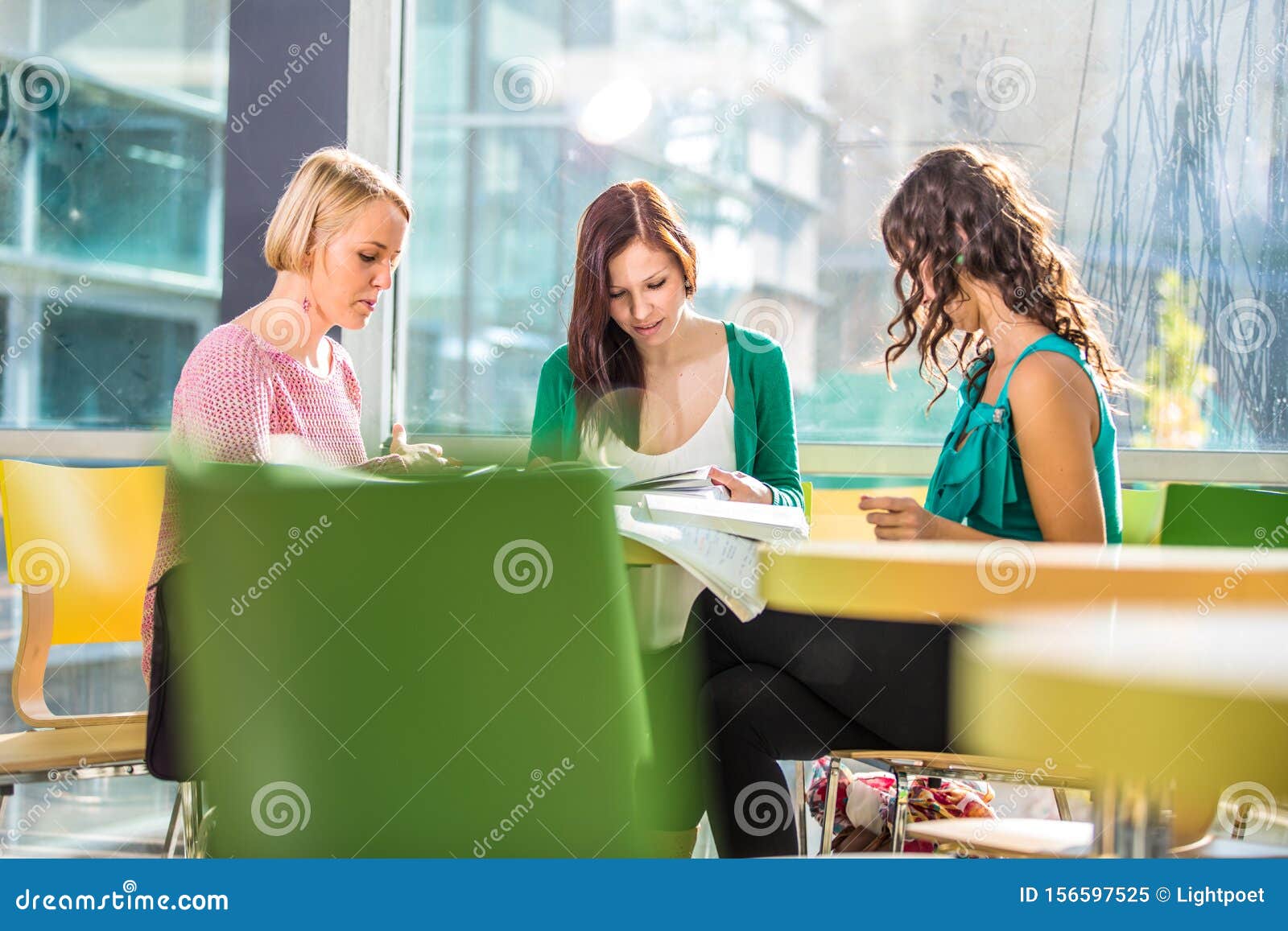 Group of University Students Studying in Studying Room/library Stock ...