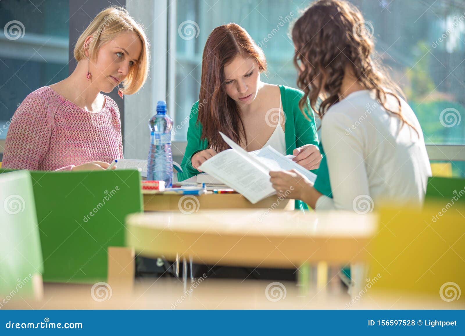 Group of University Students Studying in Studying Room/library Stock ...