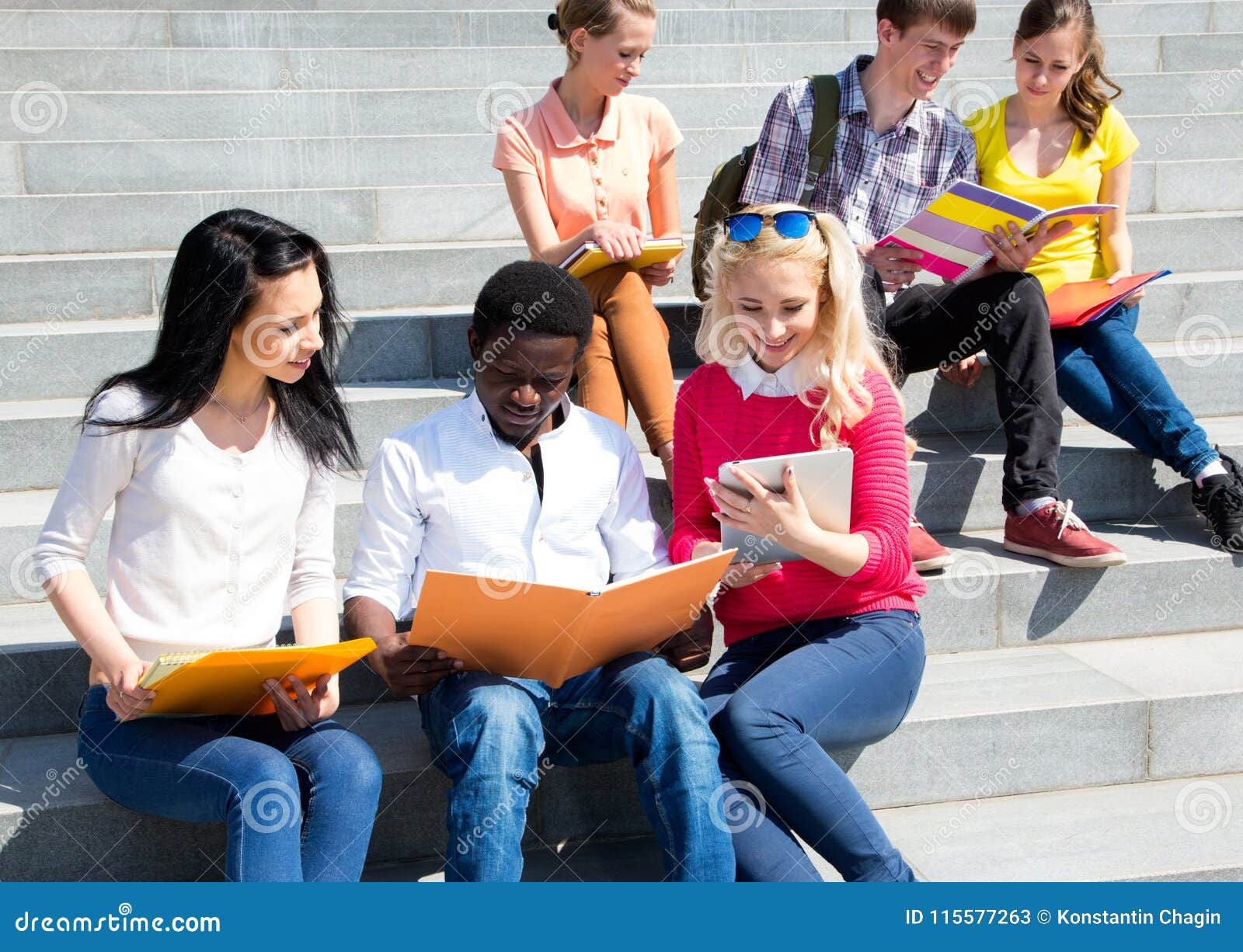 Group of University Students Studying Stock Image - Image of male ...