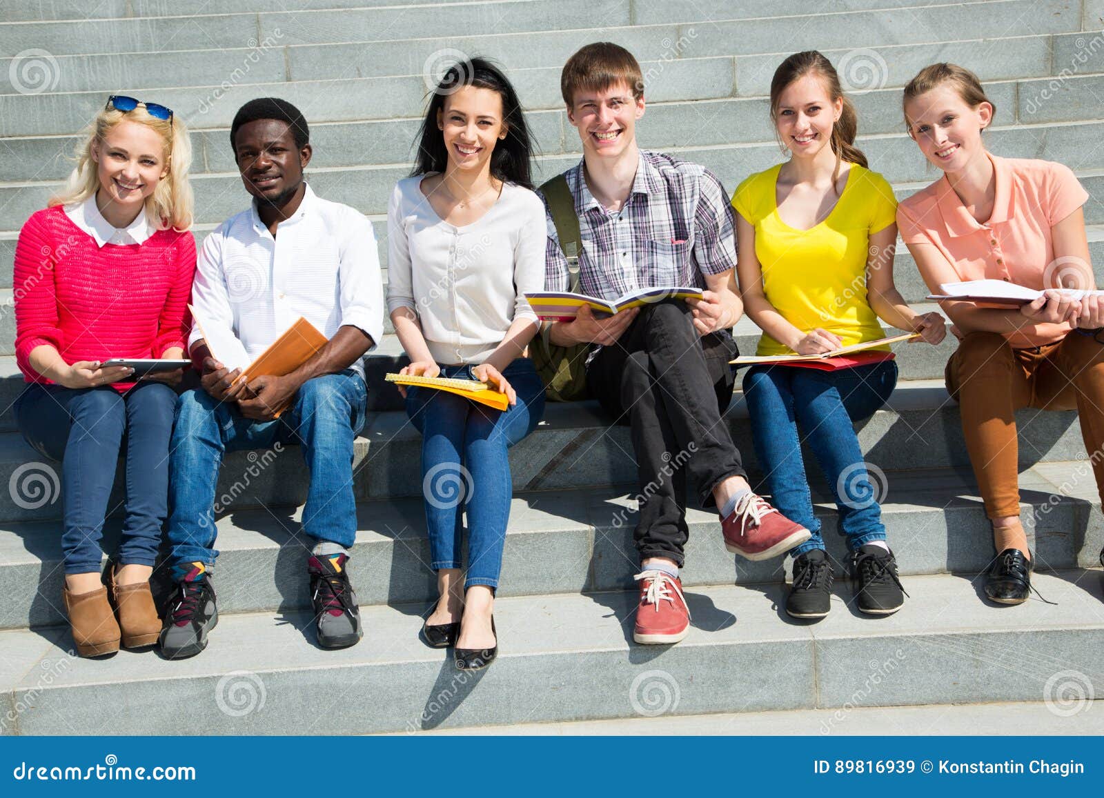 Group of University Students Studying Stock Image - Image of four ...