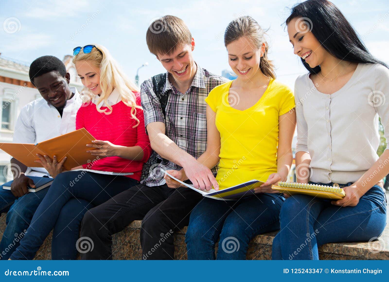 Group of University Students Studying Stock Image - Image of book, exam ...