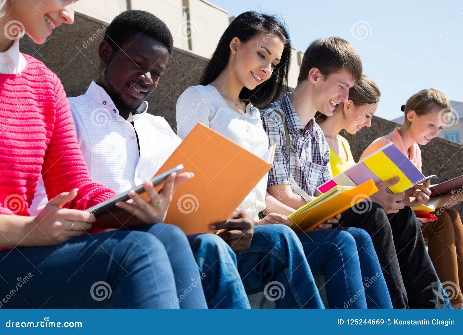 Group of University Students Studying Stock Image - Image of diversity ...