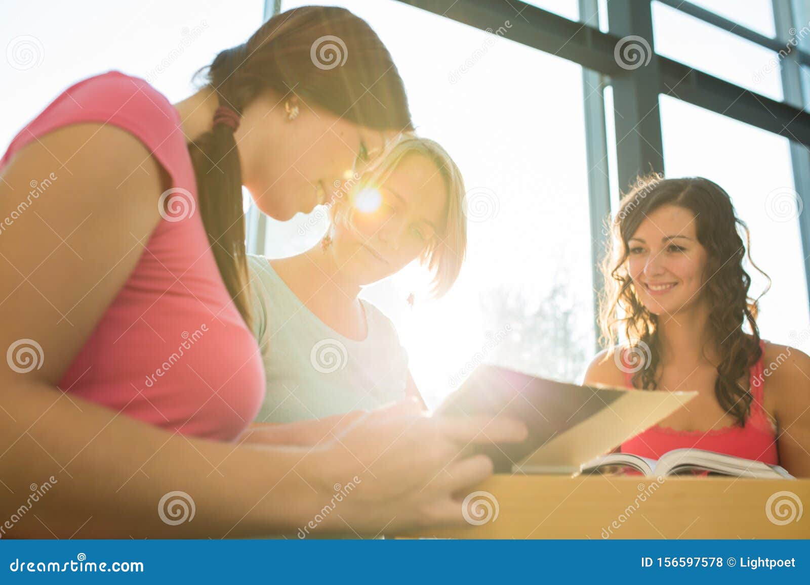 Group of University Students Studying in Studying Room/library Stock ...
