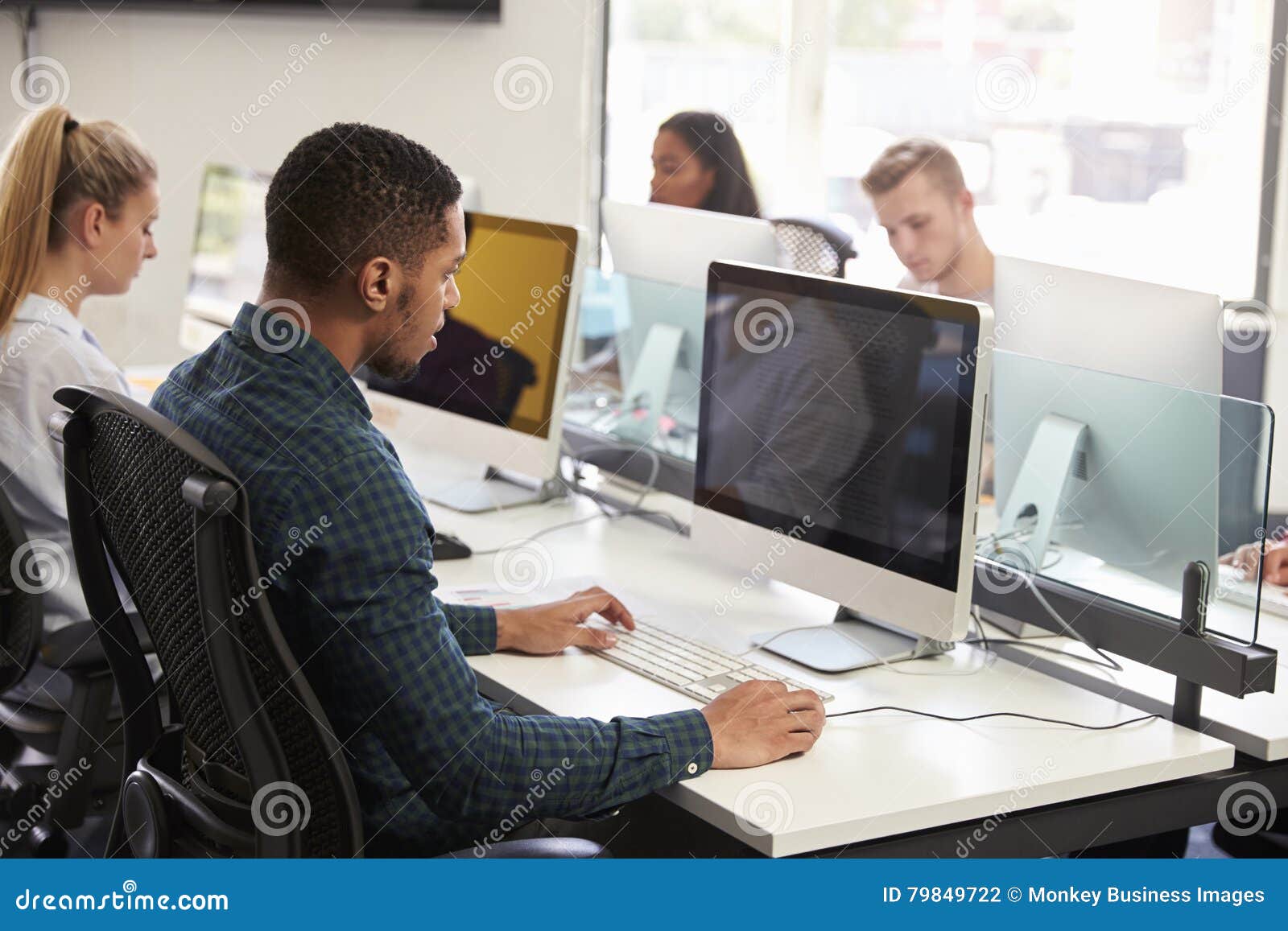 Group of University Students Using Online Resources Stock Photo - Image ...