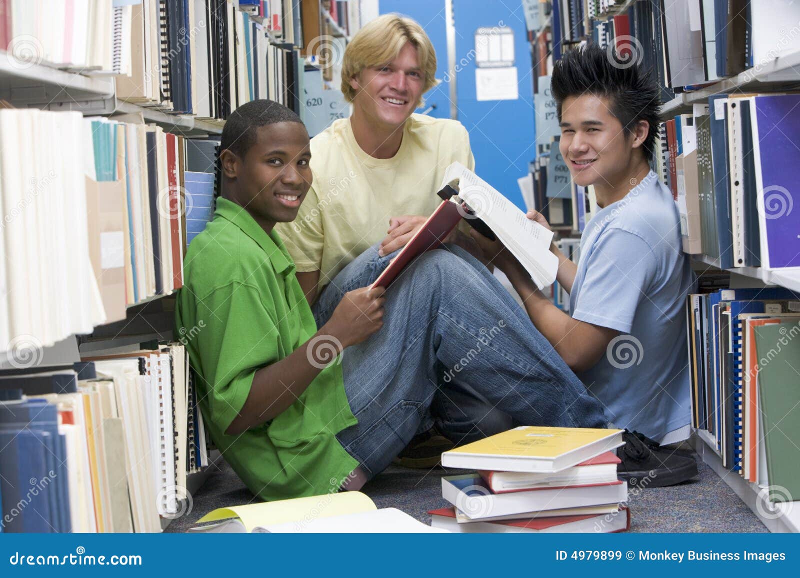 Group of University Students Working in Library Stock Image - Image of ...