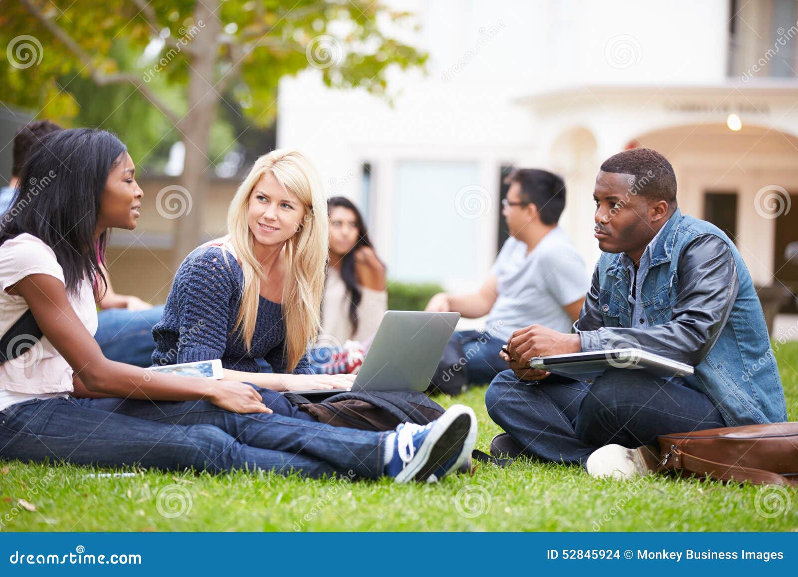 Group of University Students Working Outside Together Stock Photo ... Group of University Students Working Outside Together Stock Photo ...