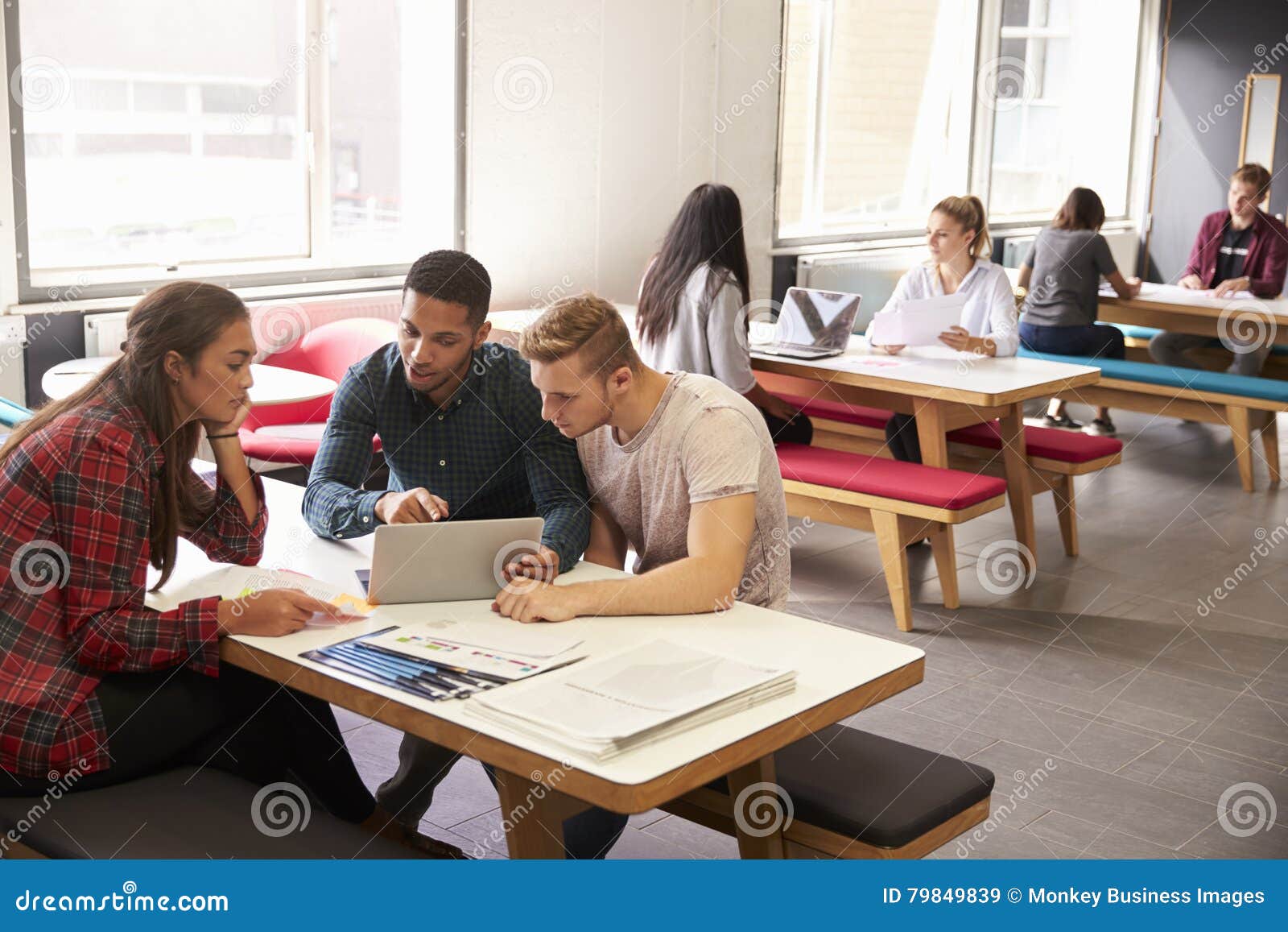 Group of University Students Working in Study Room Stock Image - Image ...
