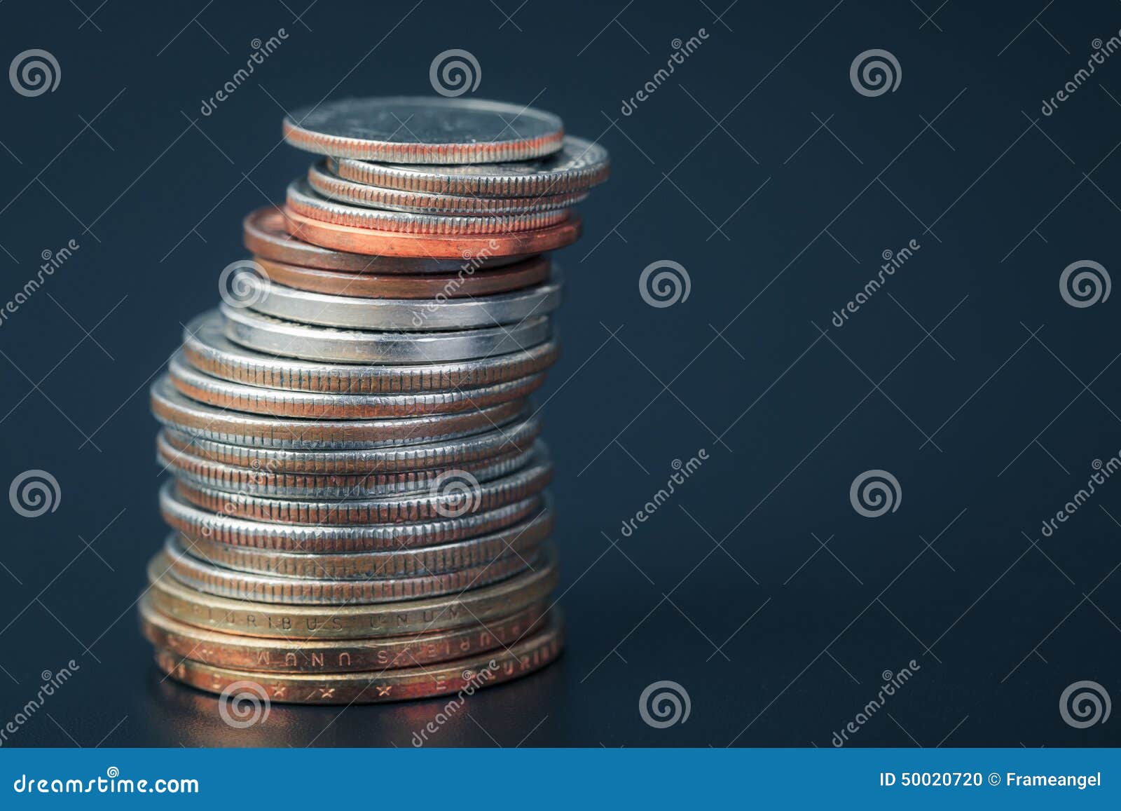 Group of US American Coin Vertical Stacking Stock Photo - Image of ...