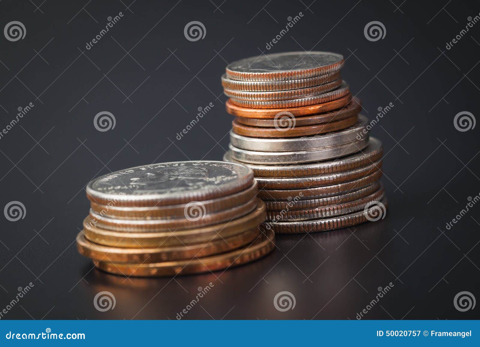 Group of US American Coin Vertical Stacking Stock Image - Image of ...