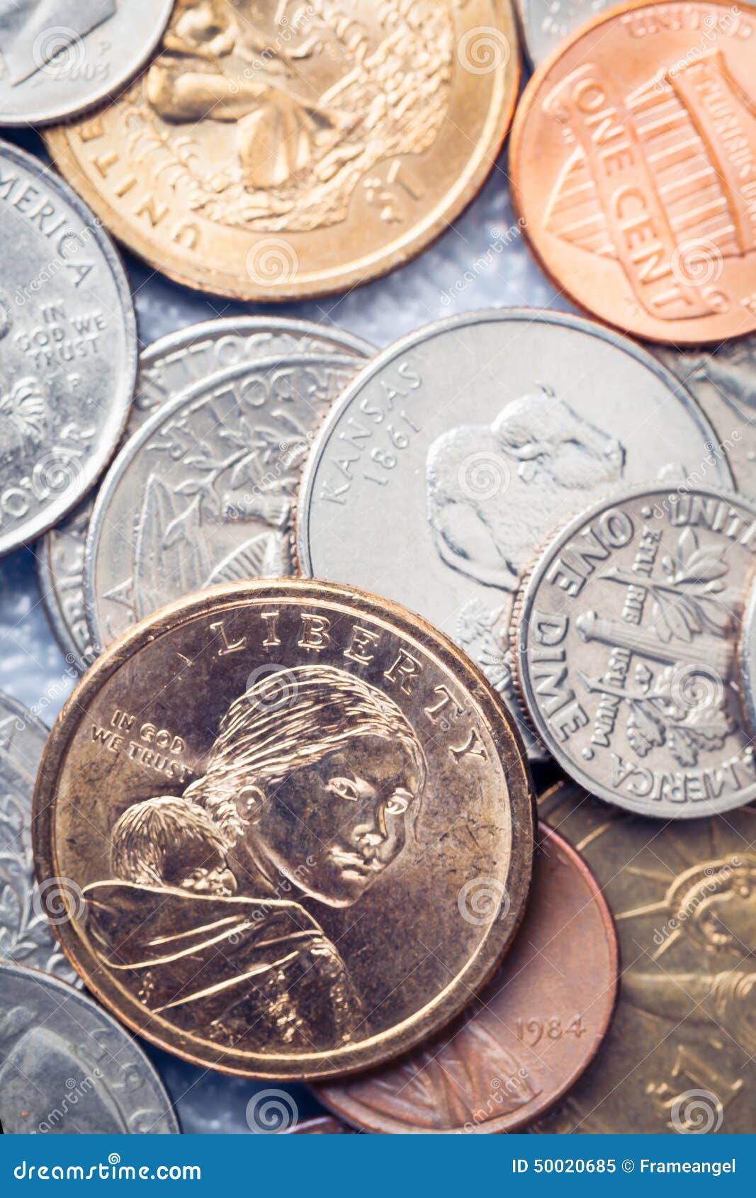 Group of US American coins stock image. Image of earnings - 50020685