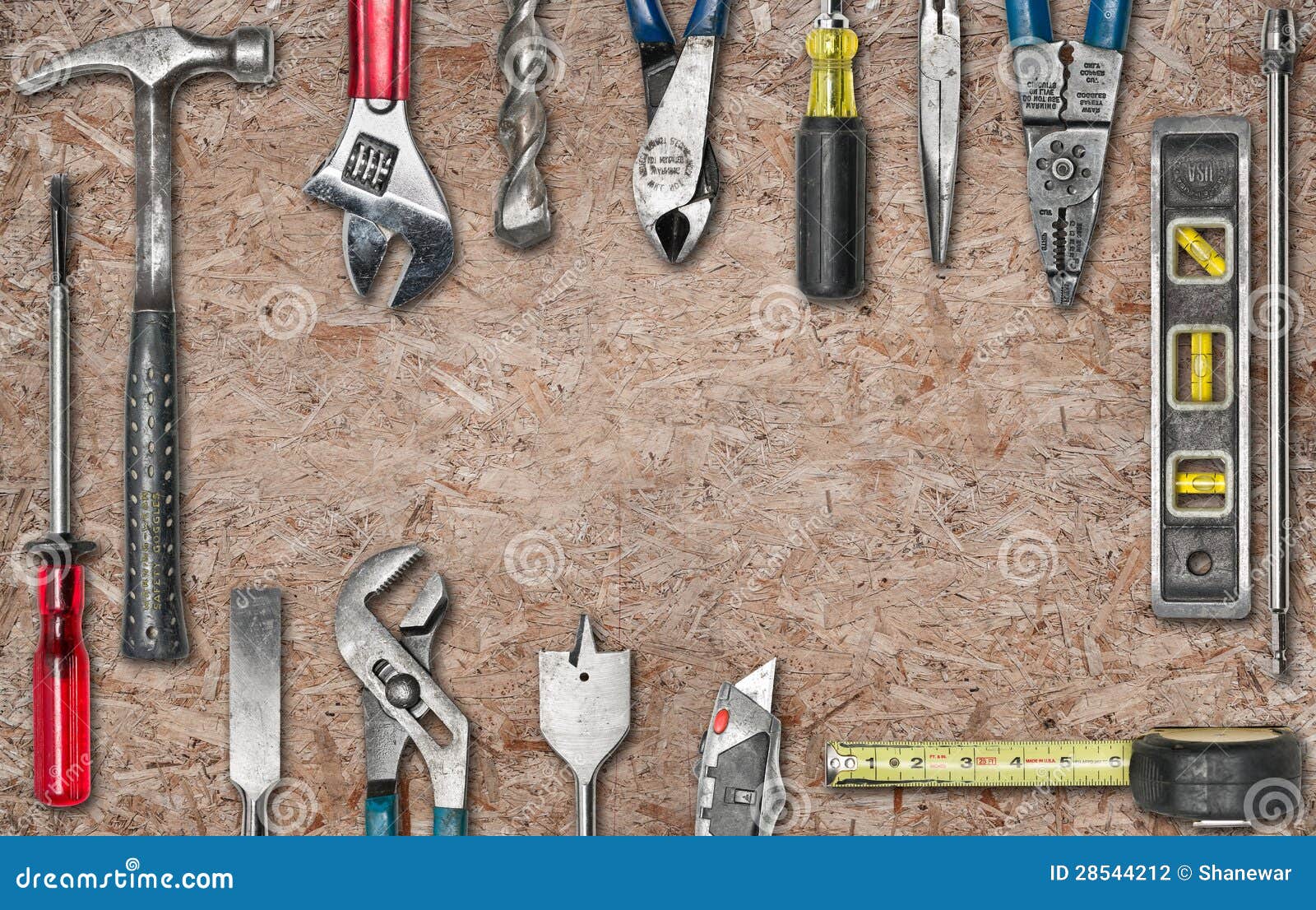 Group of Used Tools on Wood Stock Photo - Image of tools, steel: 28544212