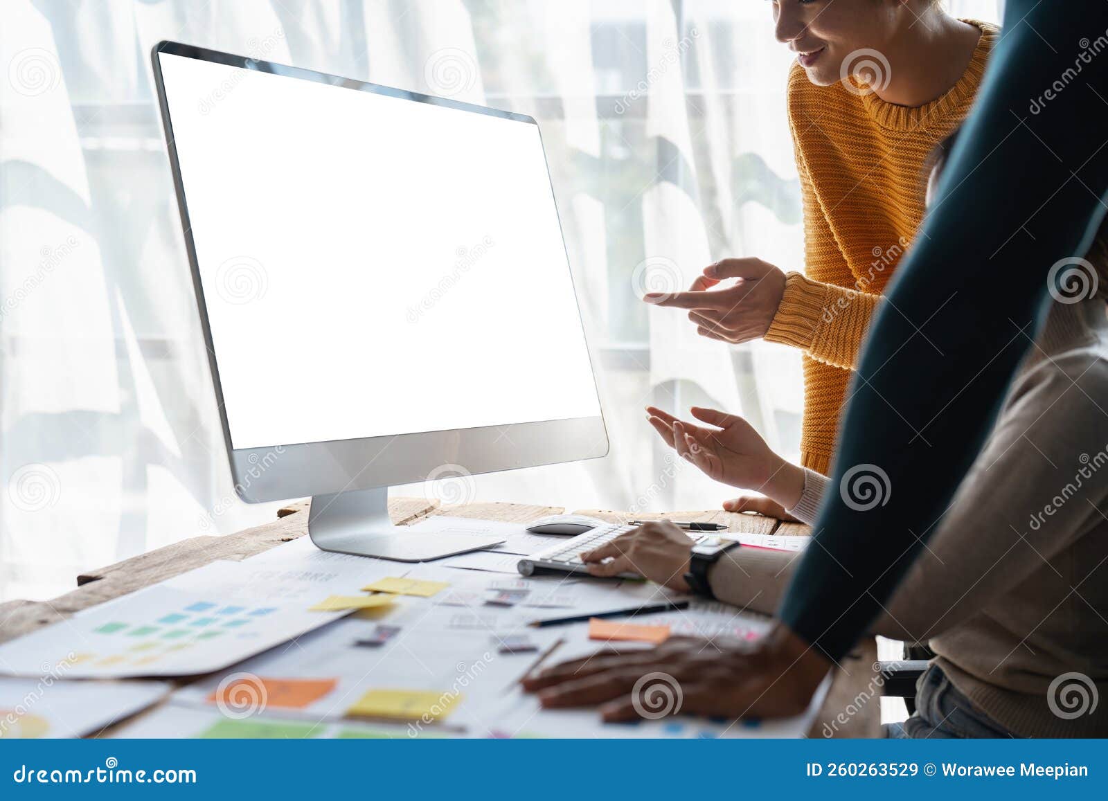 Group of Ux Developer and Ui Designer Brainstorming about App Interface ...