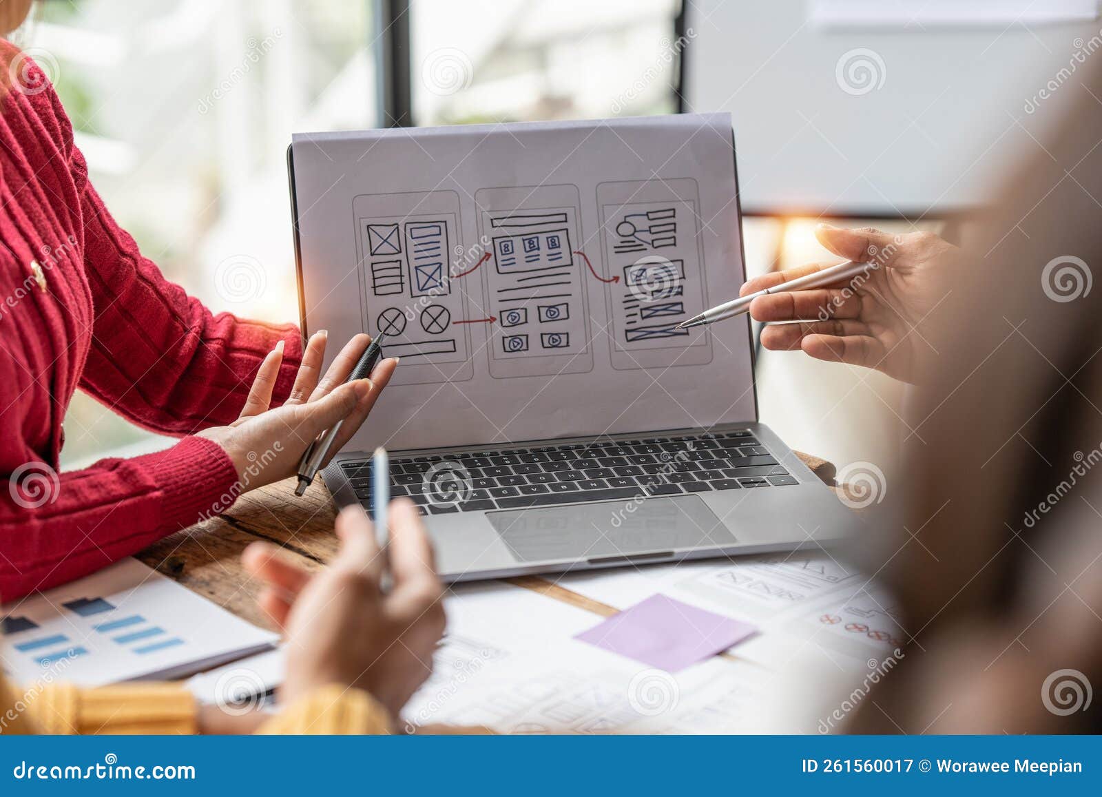 Group of Ux Developer and Ui Designer Brainstorming about App Interface ...