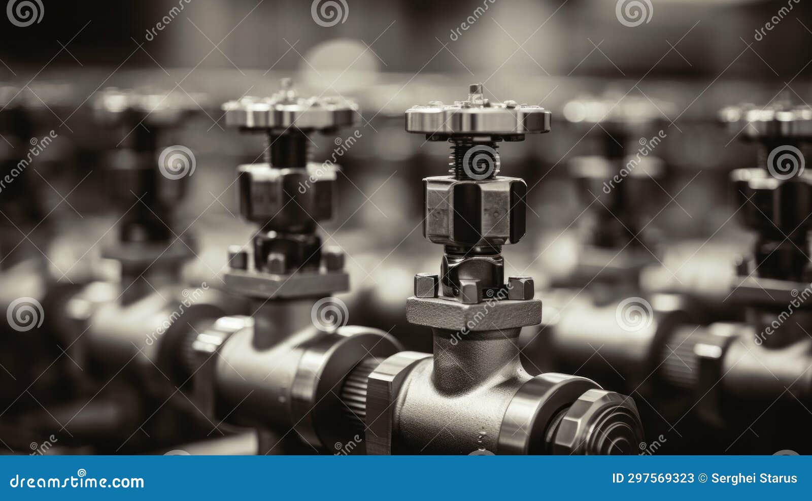 A Group of Valves in a Factory, AI Stock Image - Image of metal, pipe ...