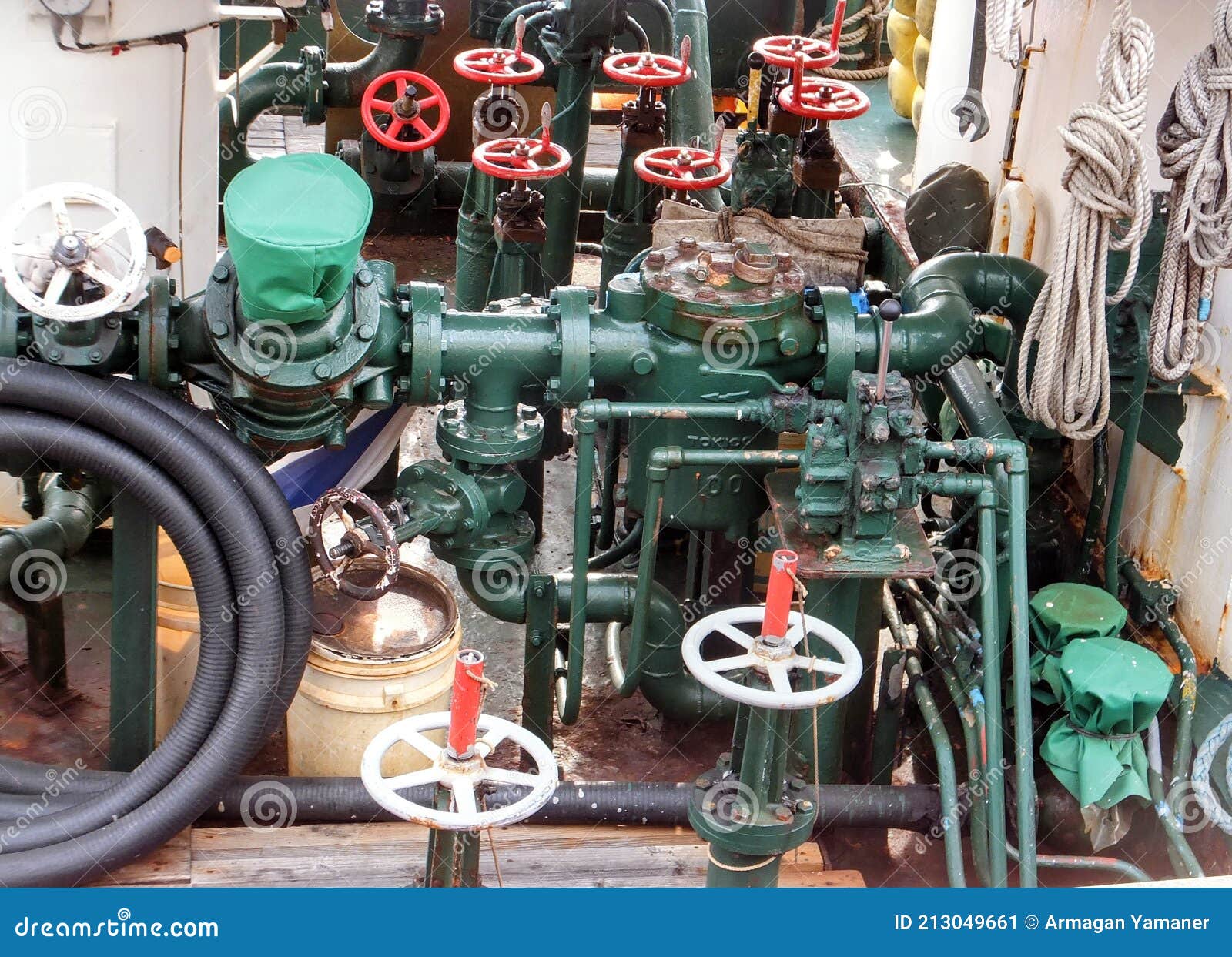 A Group of Valves and Pipes on Board a Vessel Stock Image - Image of ...