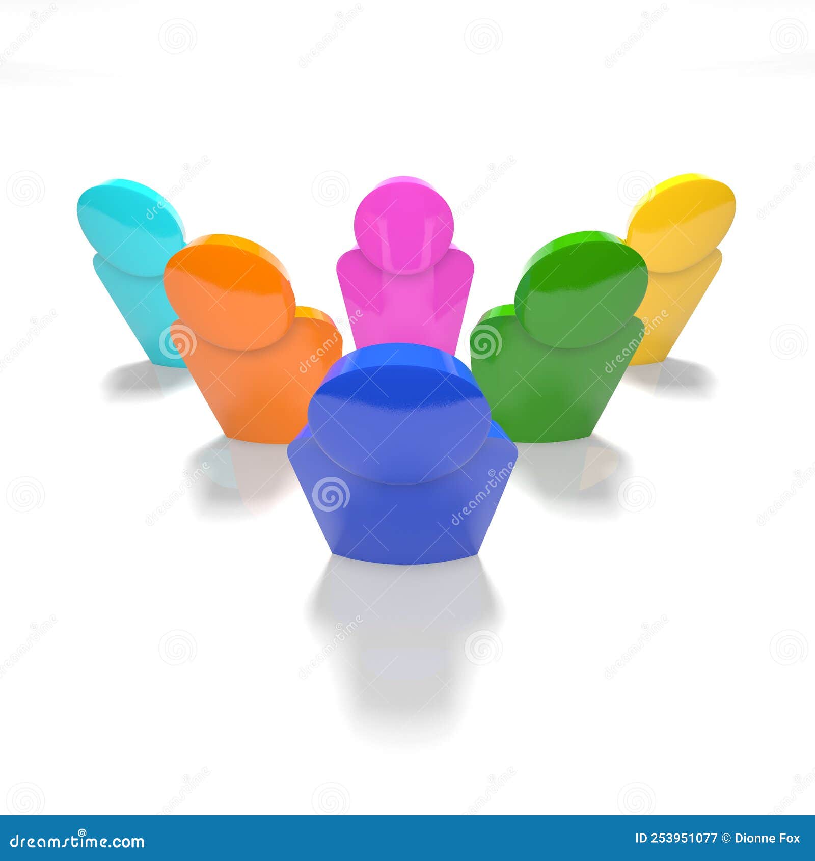Group of Various Colored People, 3D Rendered Stock Illustration ...