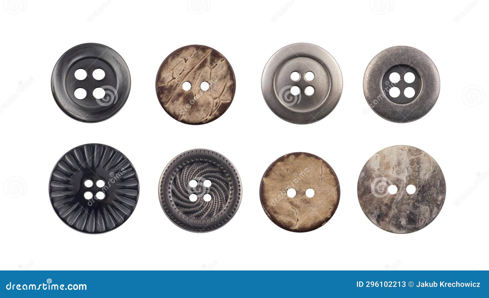 Group of Various Sewing Clothing Buttons Isolated on White Stock Image ...