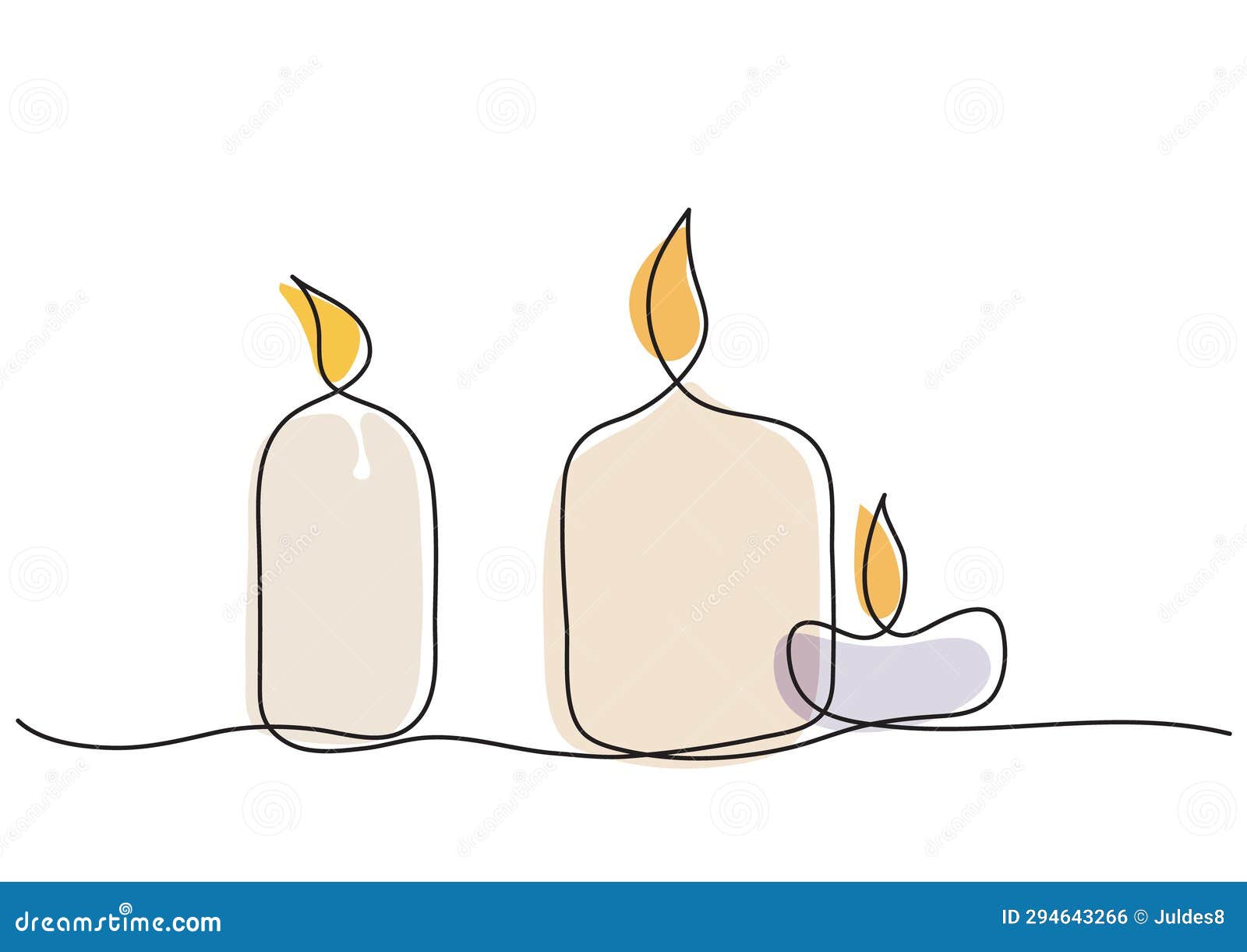Group of Vector Candles in One Line in Color Stock Illustration ...