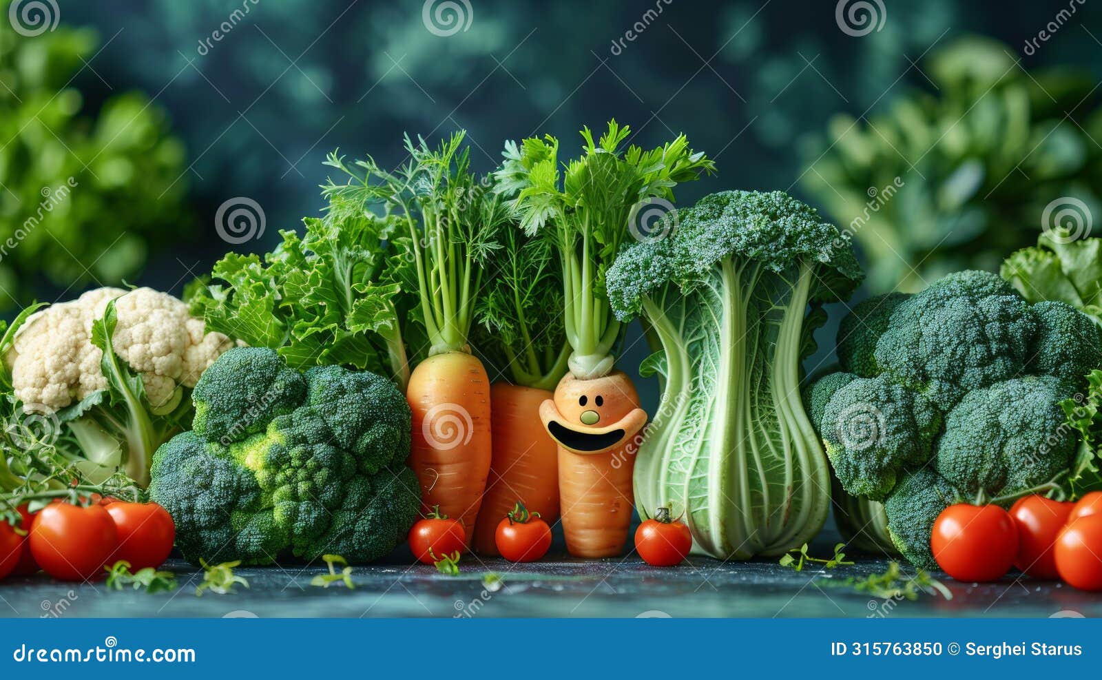 A Group of Vegetables are Arranged in a Smiley Face Shape, AI Stock ...