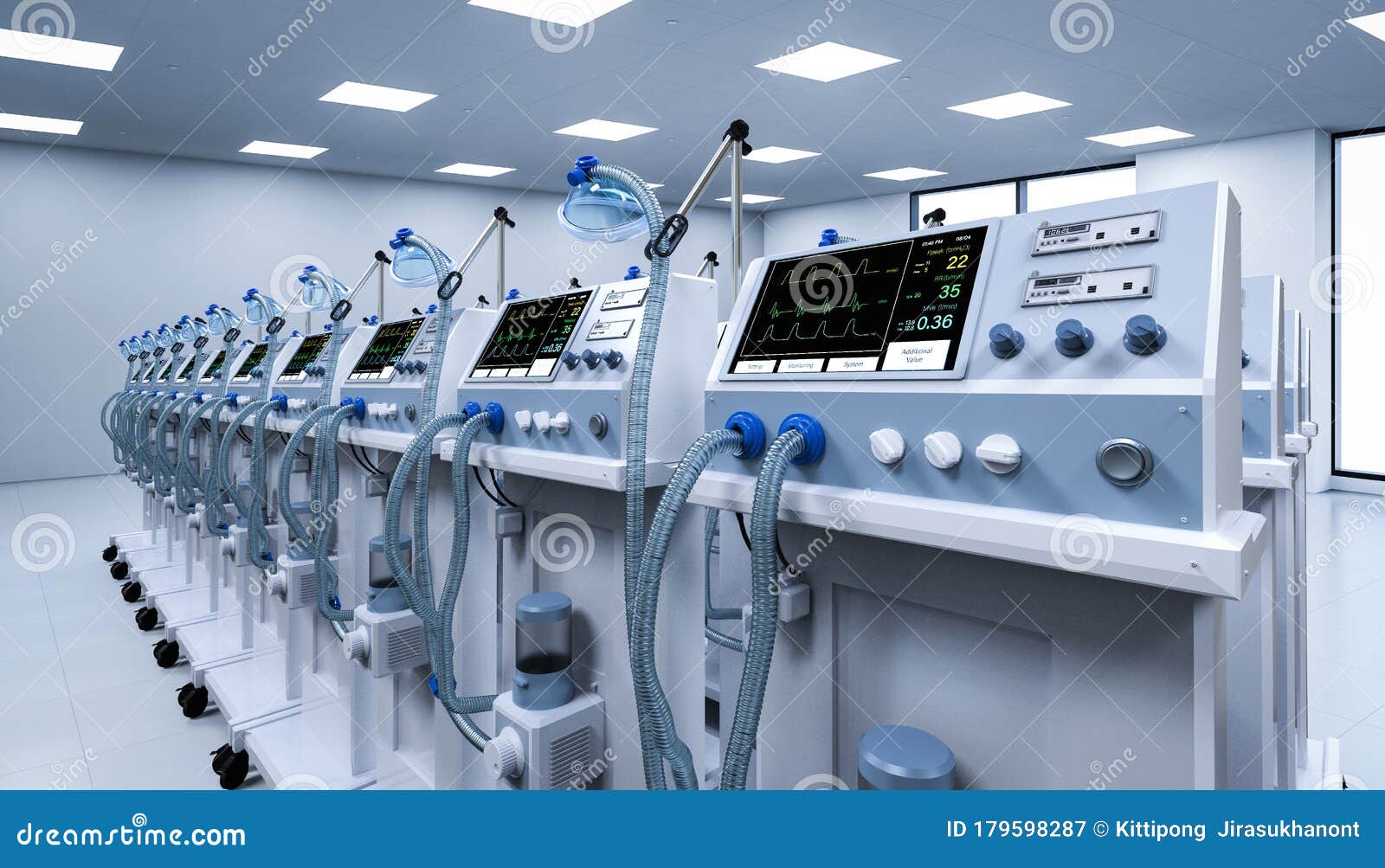 Group of Ventilator Machines Stock Illustration - Illustration of lung ...