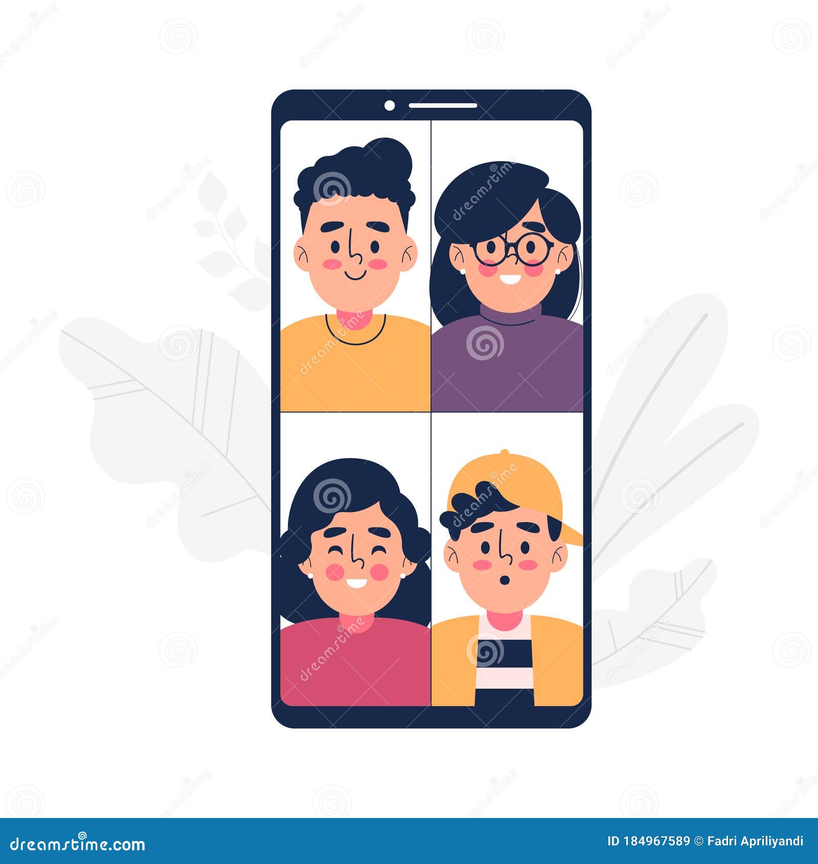 Group Video Call Concept Illustration Stock Vector - Illustration of ...
