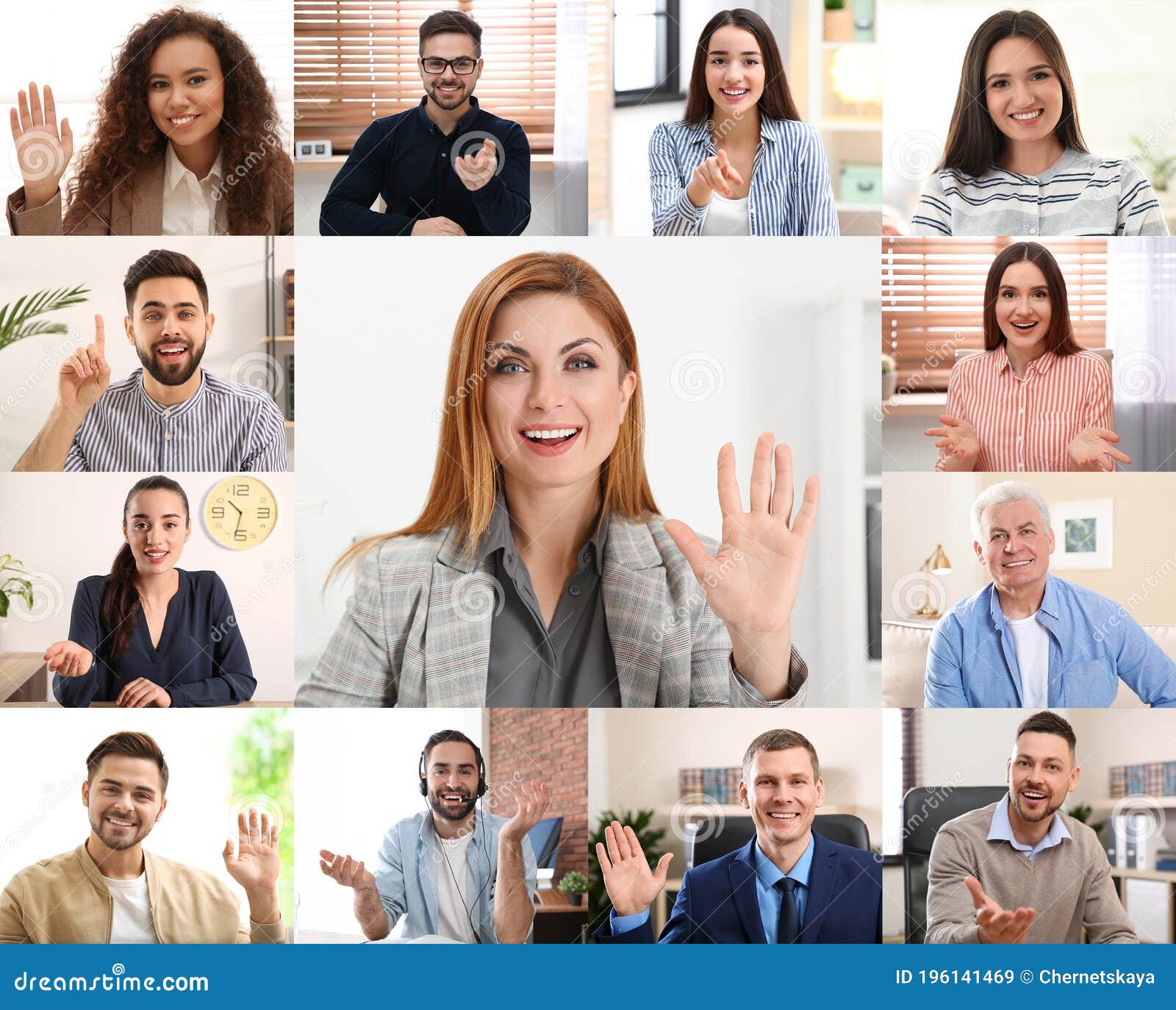 Group Video Call, Online Conference. Different People, View from Camera ...