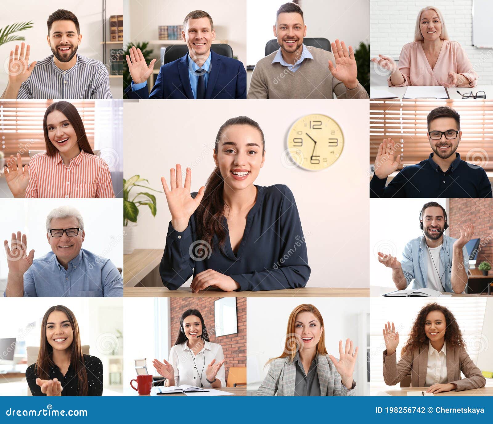 Group Video Call, Online Conference. Different People Stock Photo ...