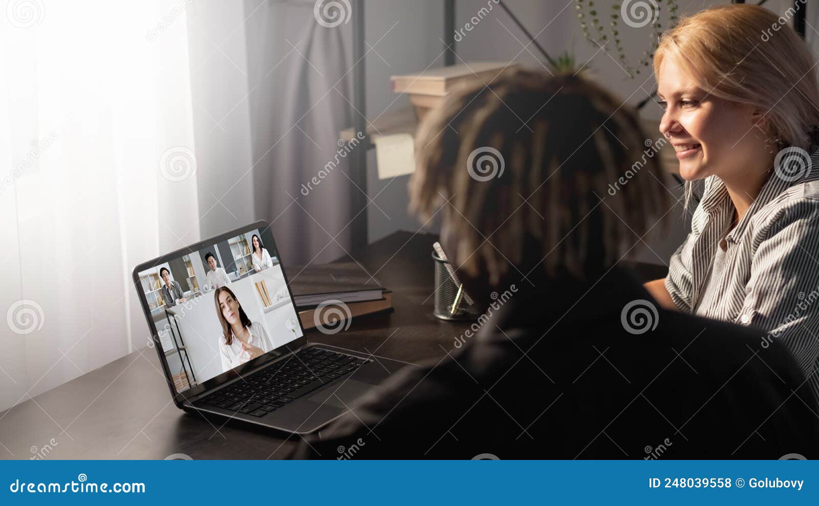 Group Video Call Webinar Class Diverse Students Stock Photo - Image of ...
