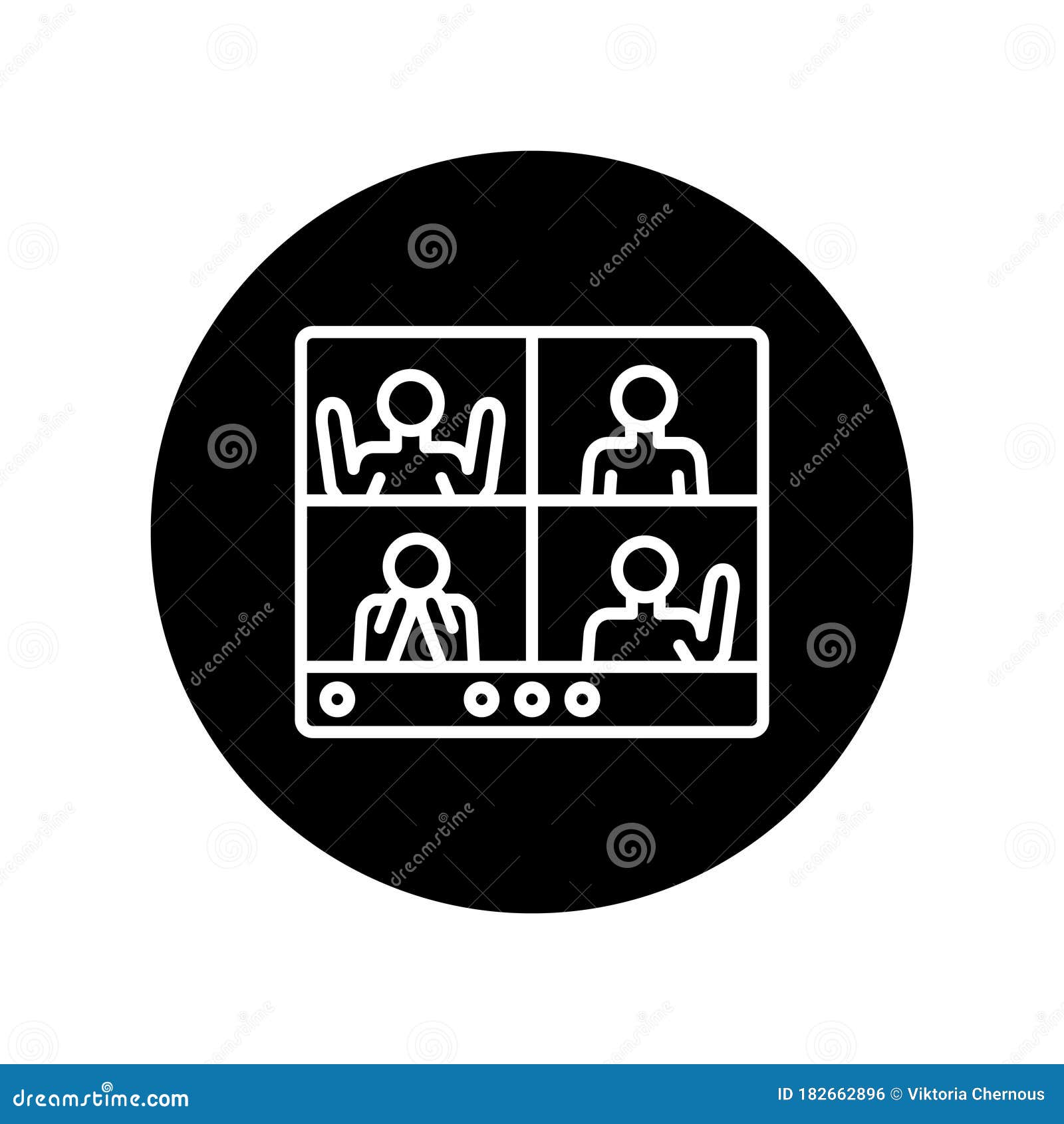 Group Video Calling Line Icon, Vector Illustration Stock Illustration ...