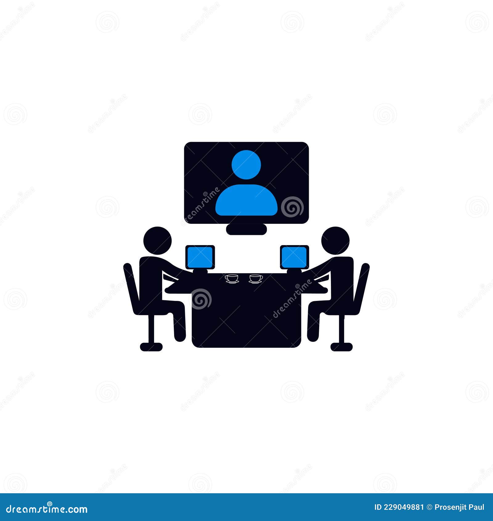 Group Video Conference or Meeting Icon Stock Vector - Illustration of ...