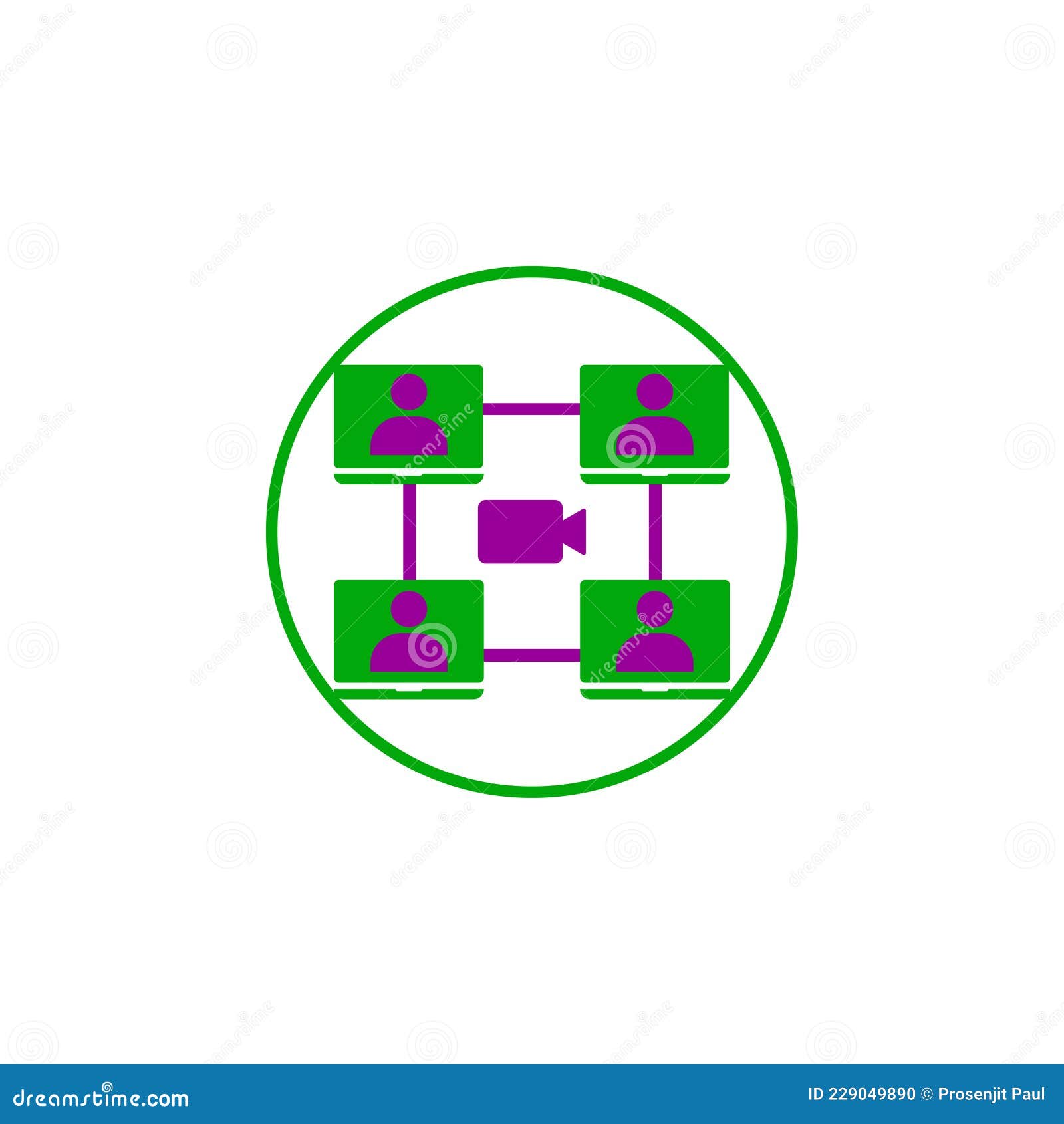 Group Video Conference or Meeting Icon Stock Vector - Illustration of ...