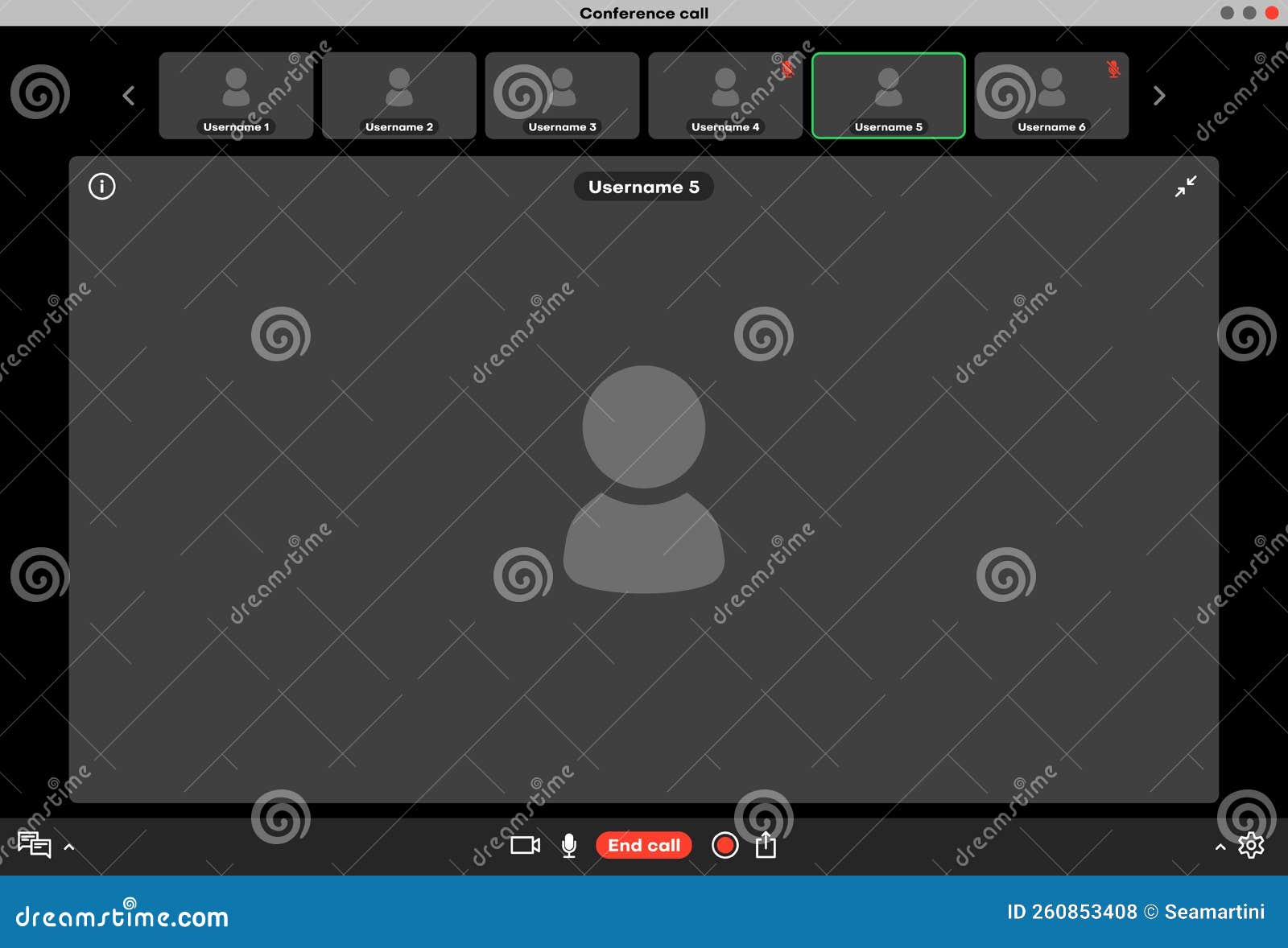 Group Videocall, Live Webinar App Interface Stock Vector - Illustration ...