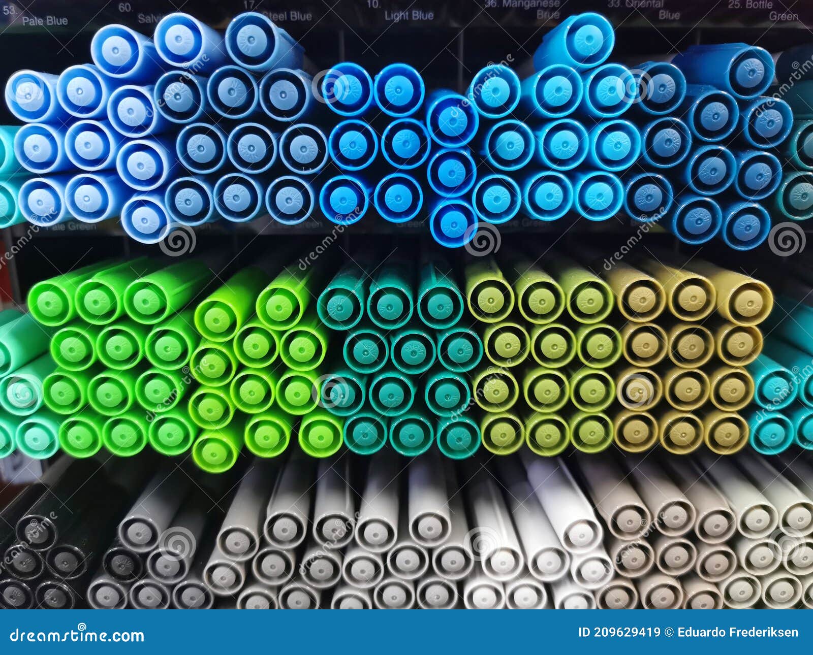 Group View of Colorful Pens in Cool Colors Stock Illustration ...