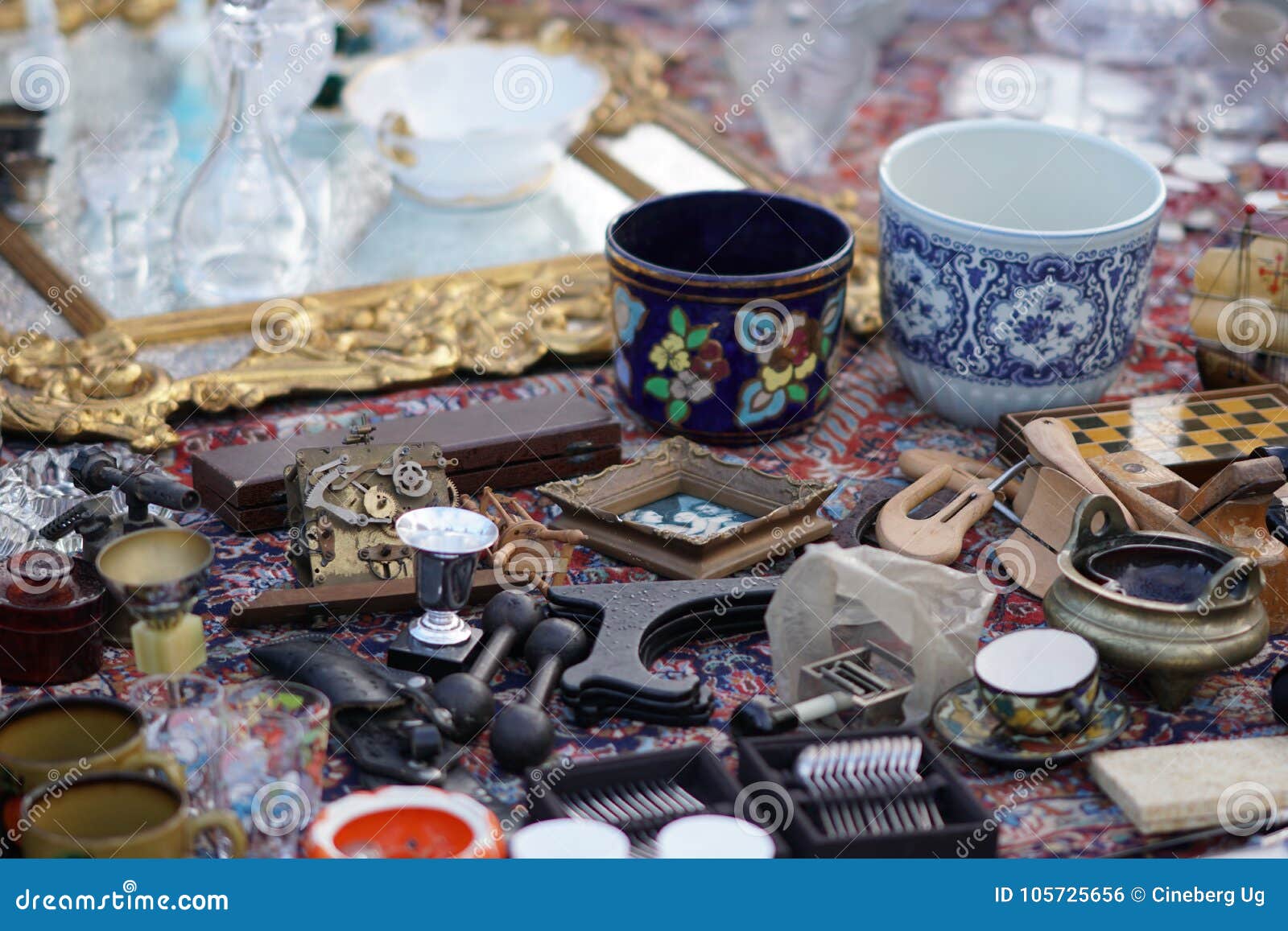 Group of Vintage Objects in a Flea Market Stock Photo - Image of ...