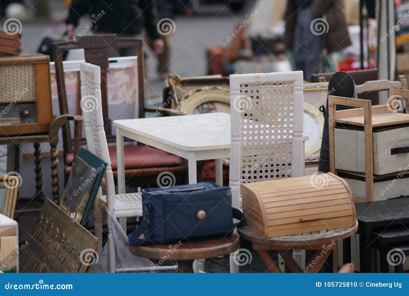 Group of Vintage Objects in a Flea Market Stock Photo - Image of ...