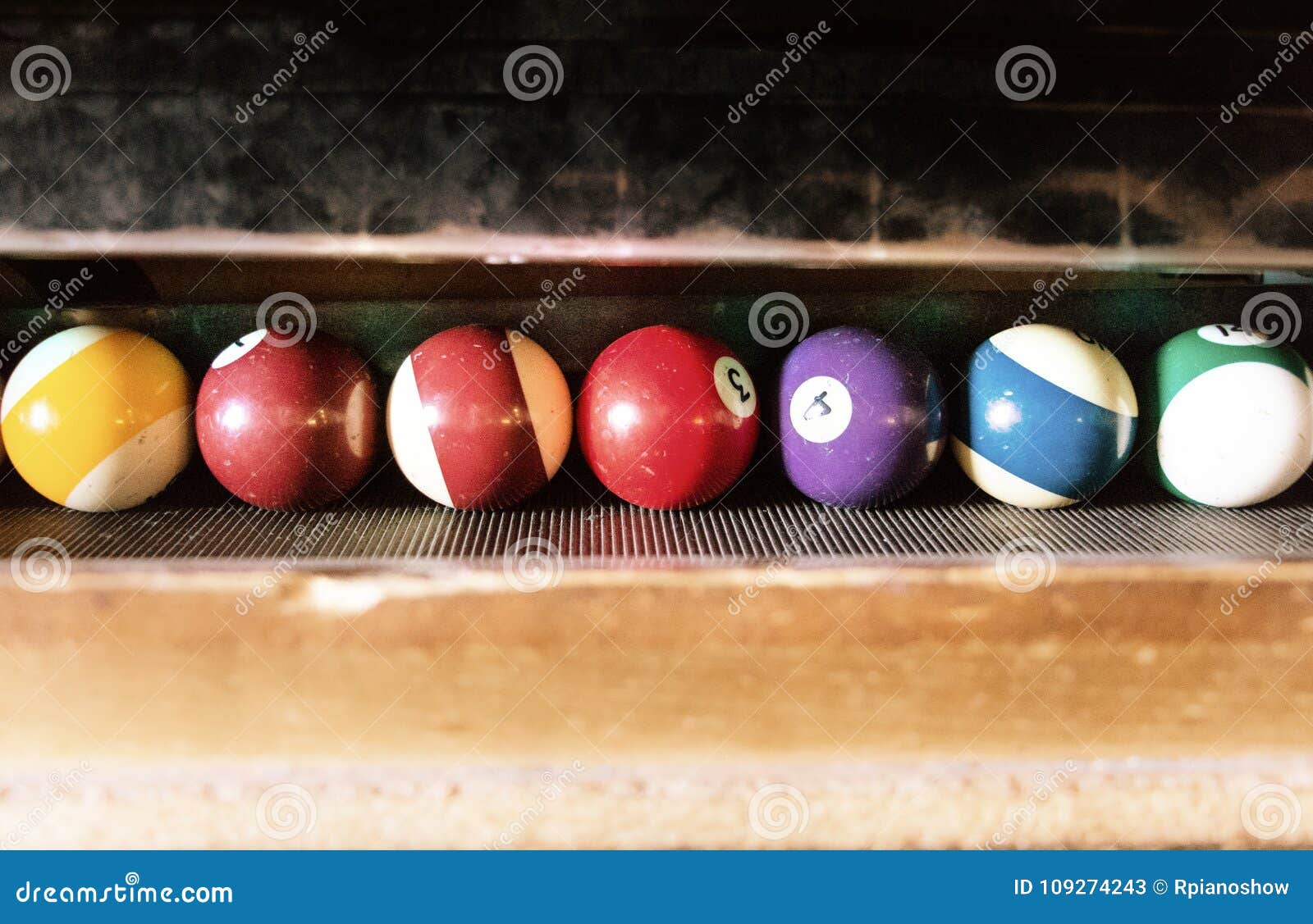 Vintage pool balls closeup stock image. Image of inside - 109274243
