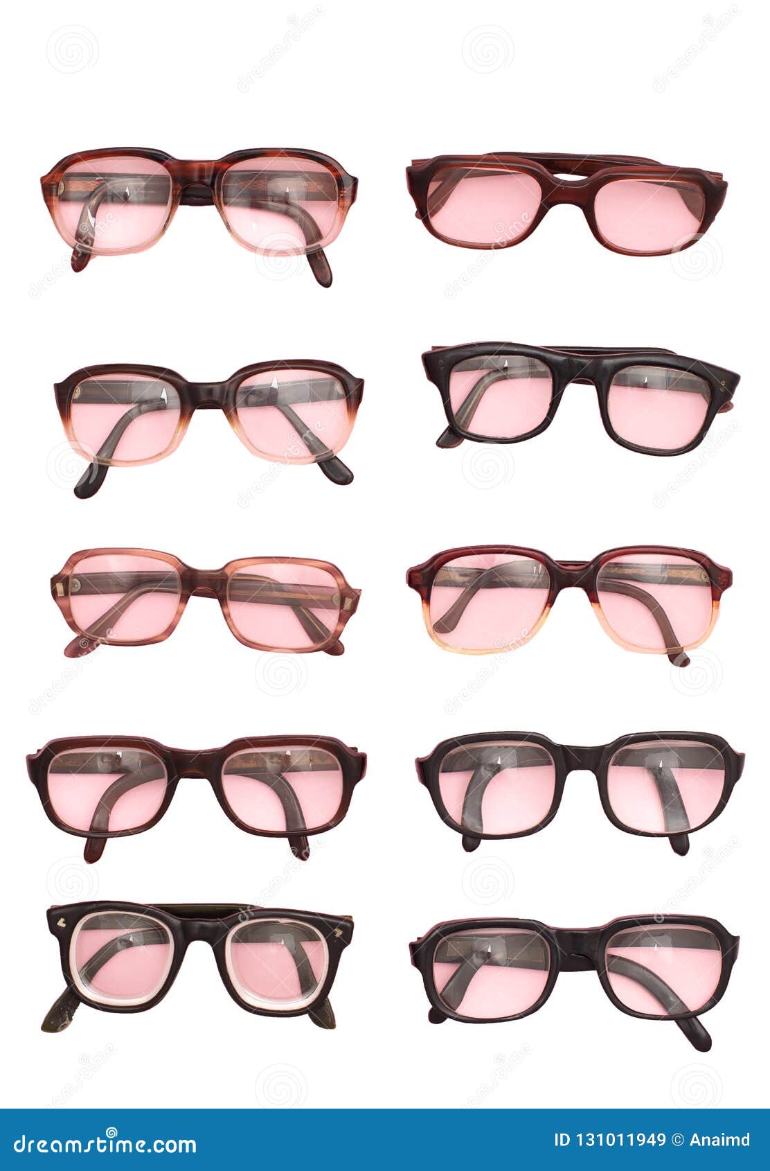 Group of Vintage Spectacles Isolated on White Background Stock Image ...