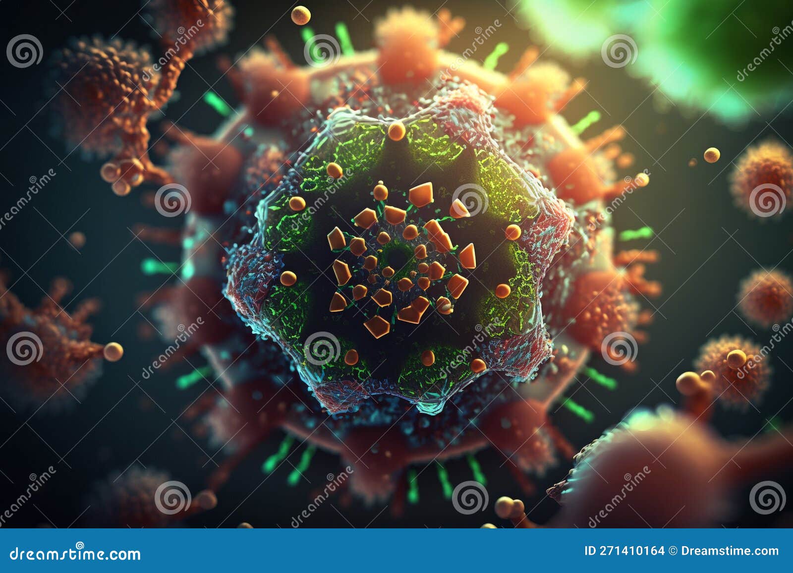 Group of Virus Cells. Bacterial Microorganism in a Circle Stock ...