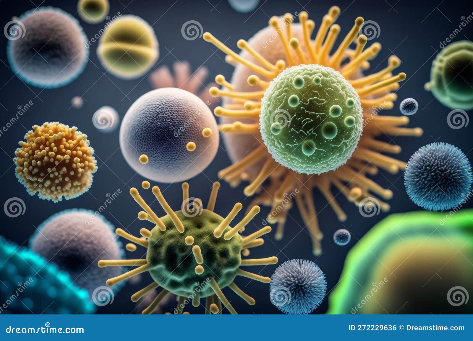 Group of Virus Cells. Bacterial Microorganism in a Circle Stock ...