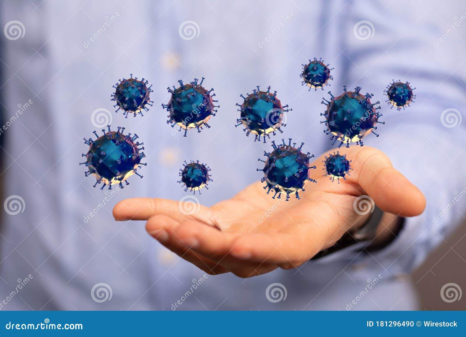 A Group of Virus Cells. 3D Illustration of Virus Cells Stock Photo ...
