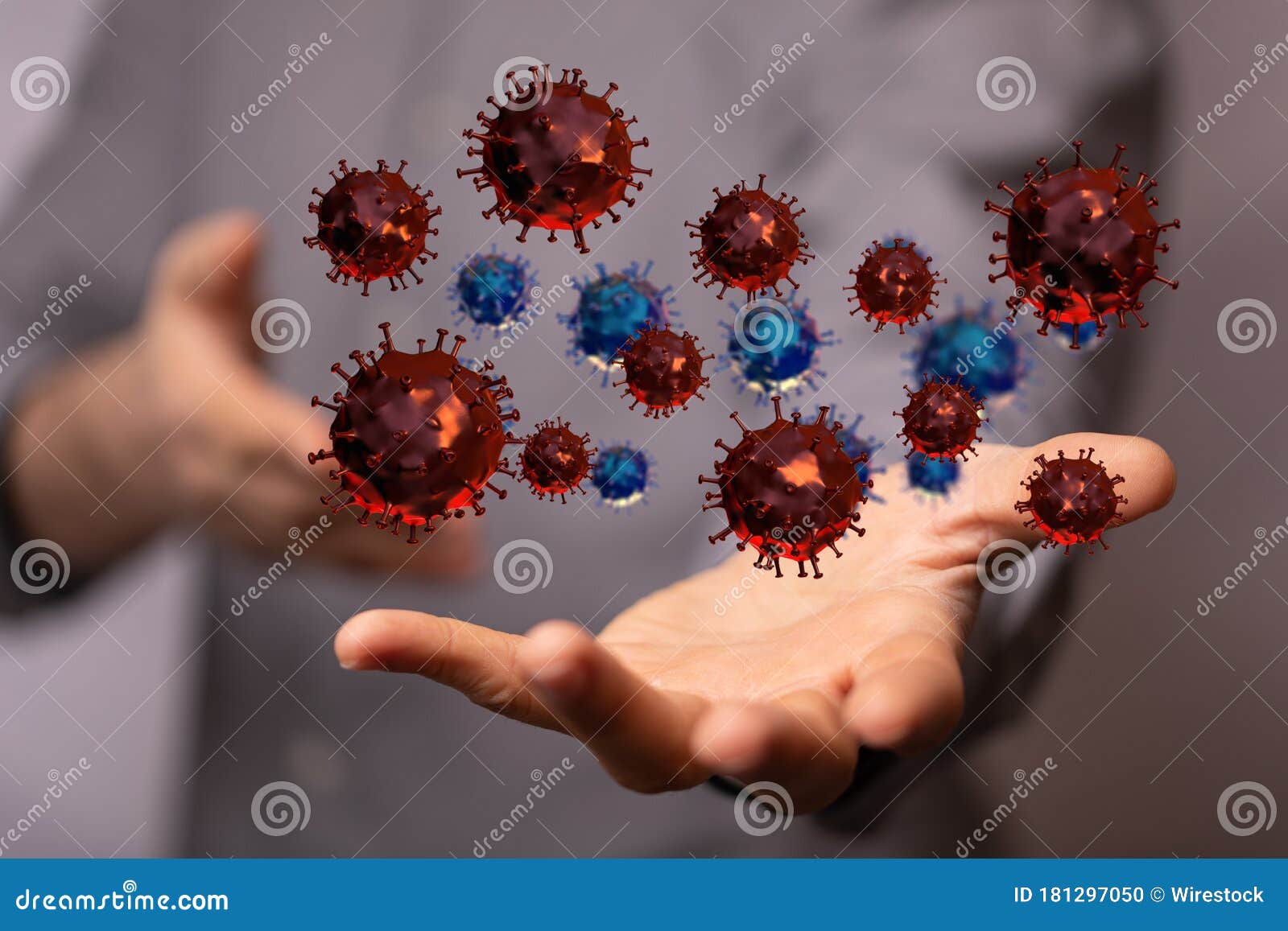 A Group of Virus Cells. 3D Illustration of Virus Cells Stock Photo ...