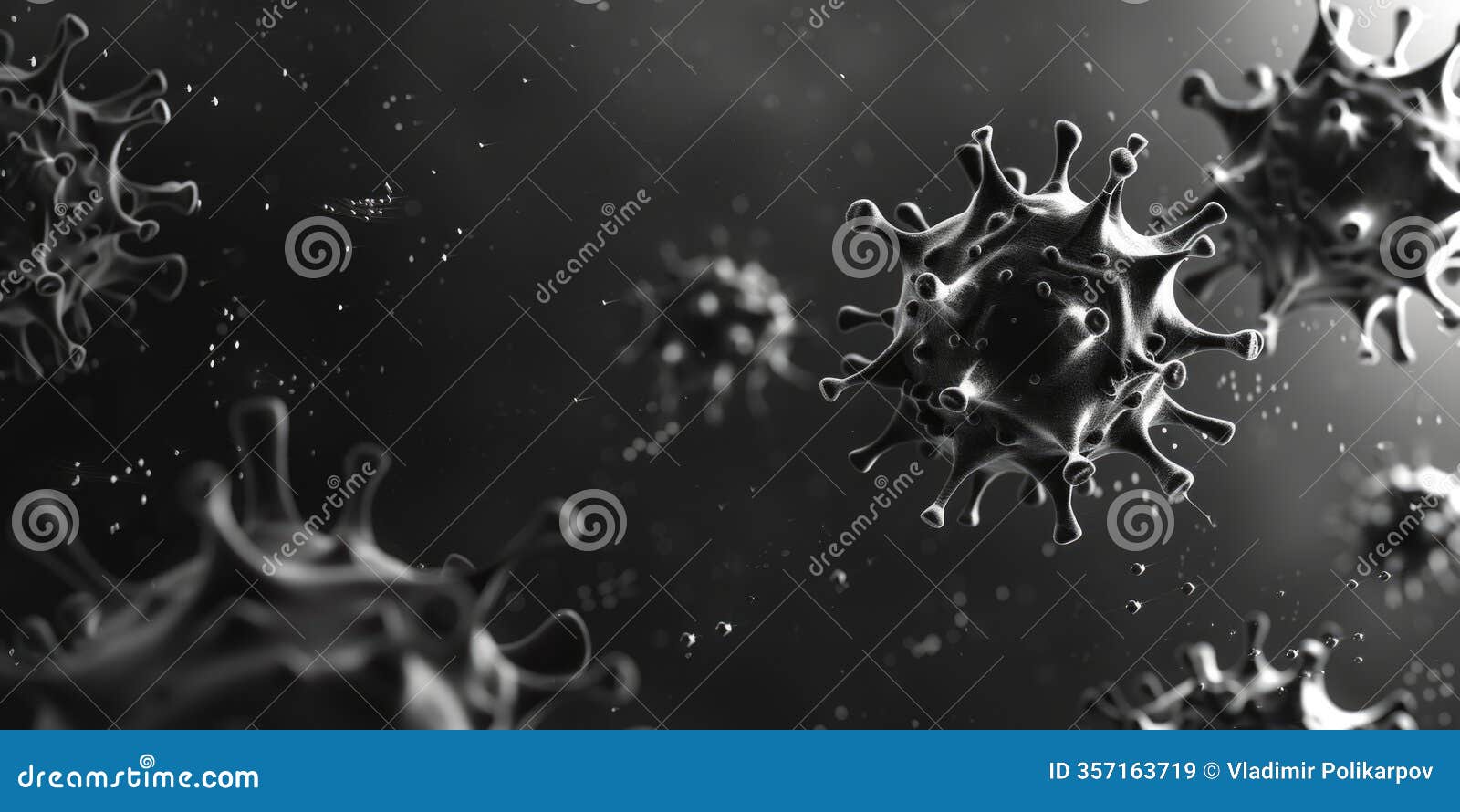 A Group of Viruses Depicted in a Black and White Illustration Stock ...