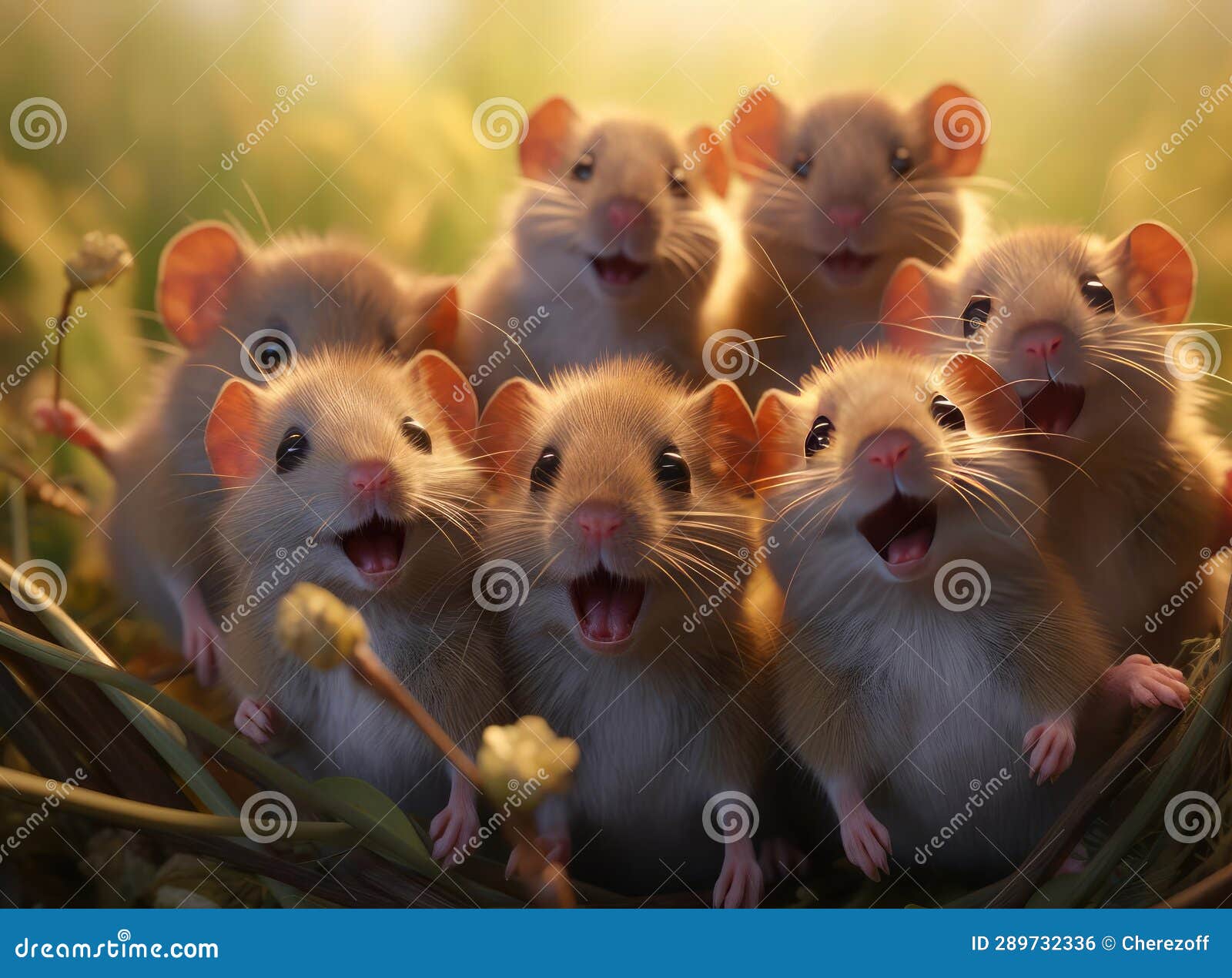 A group of vole mice stock illustration. Illustration of character ...
