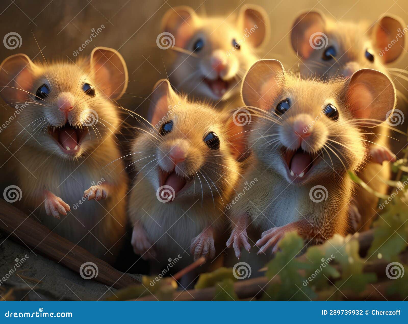 A group of vole mice stock illustration. Illustration of mouse - 289739932