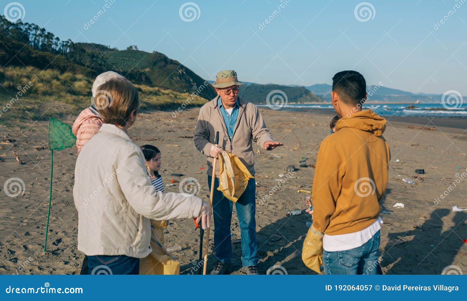 Volunteers Preparing To Clean the Beach Stock Image - Image of ...