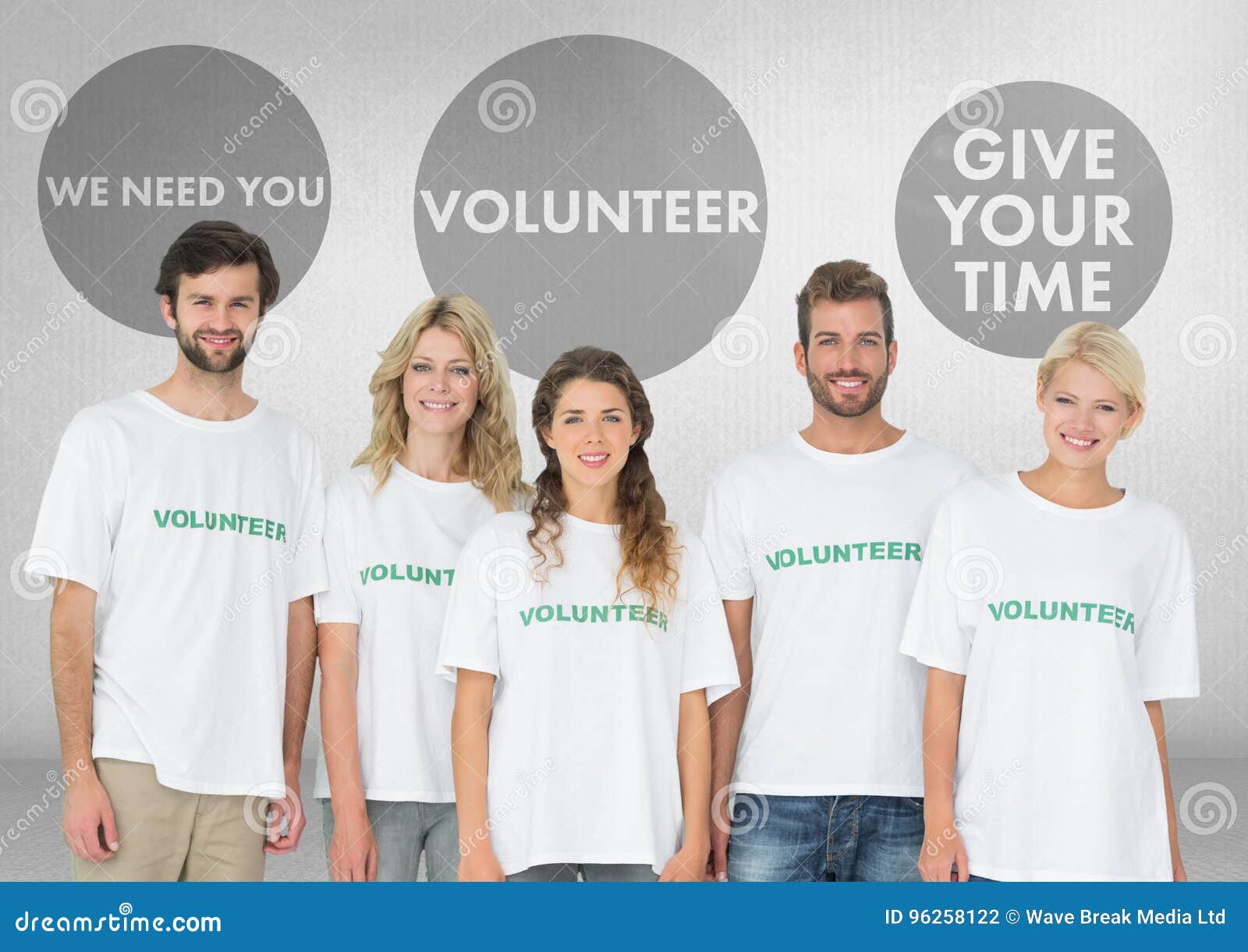Group of Volunteers Standing in Front of Volunteer Graphics Stock Photo ...