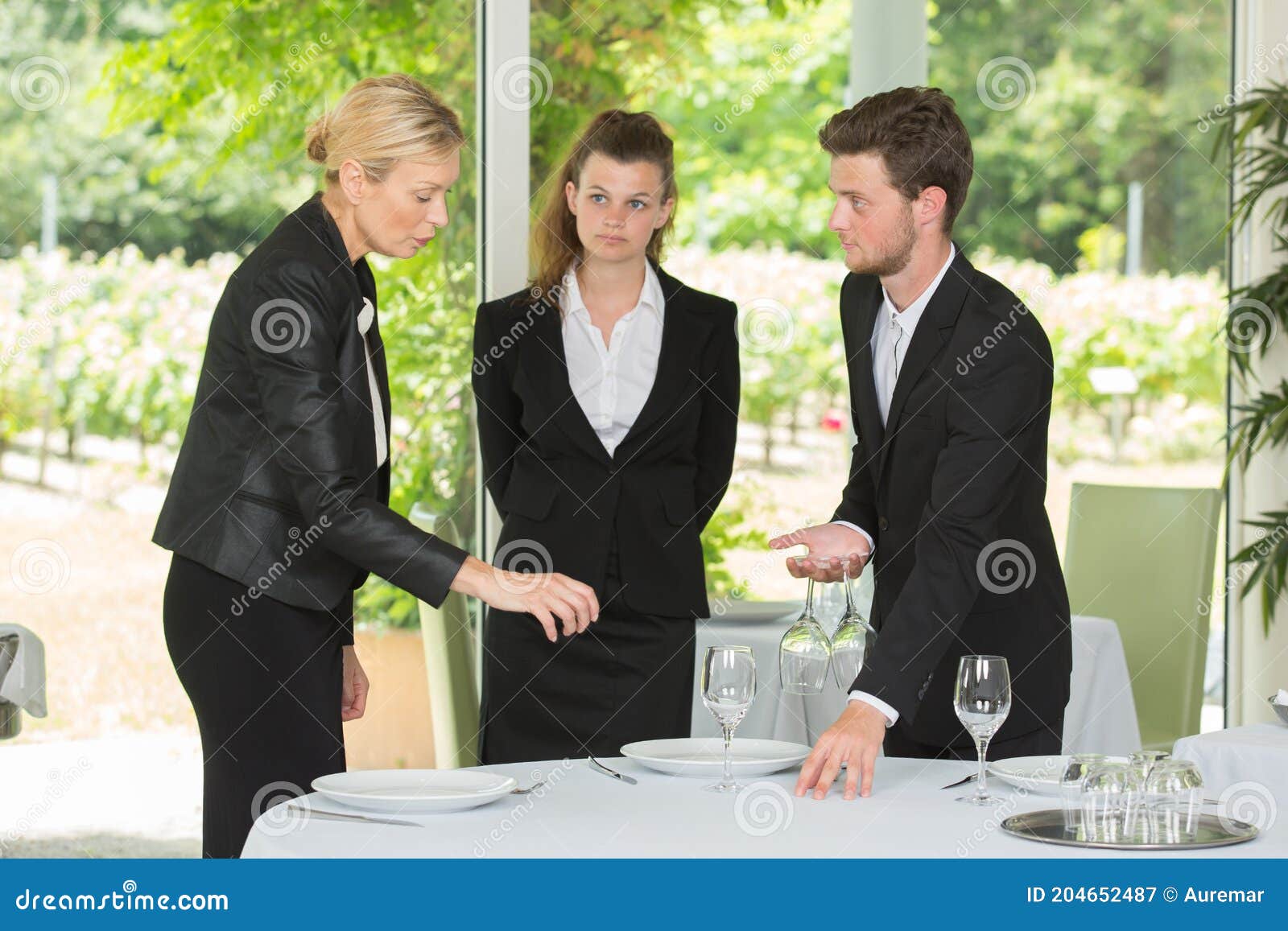 Group Waiters and Waitresses at Work Stock Image - Image of meal ...