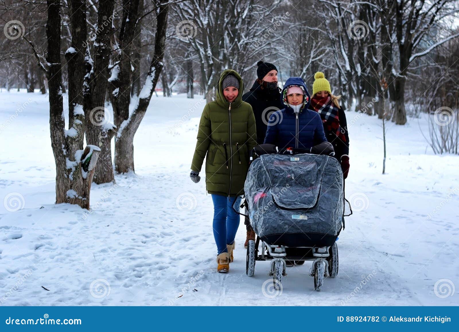 Group Walk Outdoor Winter Snowy Stock Photo - Image of couple ...