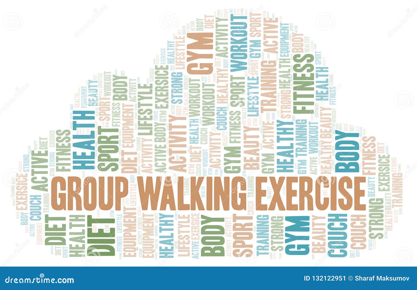 Group Walking Exercise Word Cloud Stock Illustration - Illustration of ...