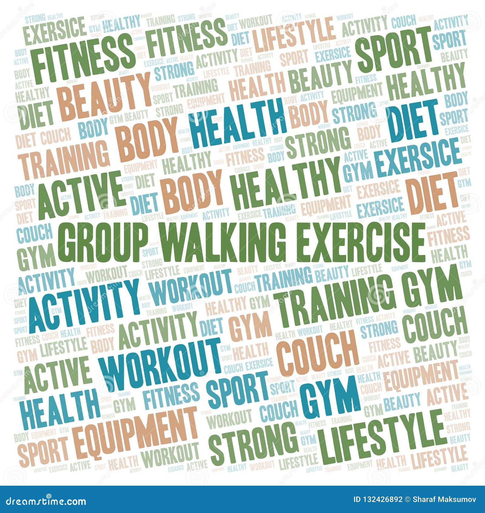 Group Walking Exercise Word Cloud Stock Illustration - Illustration of ...
